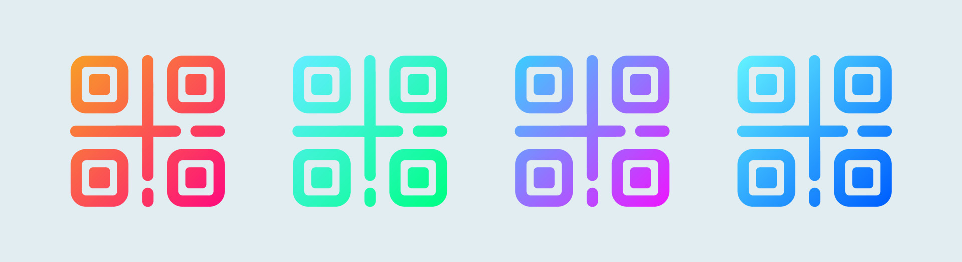 Qr Code Icon Set In Gradient Colors Scan Qr Code Symbol 7690122