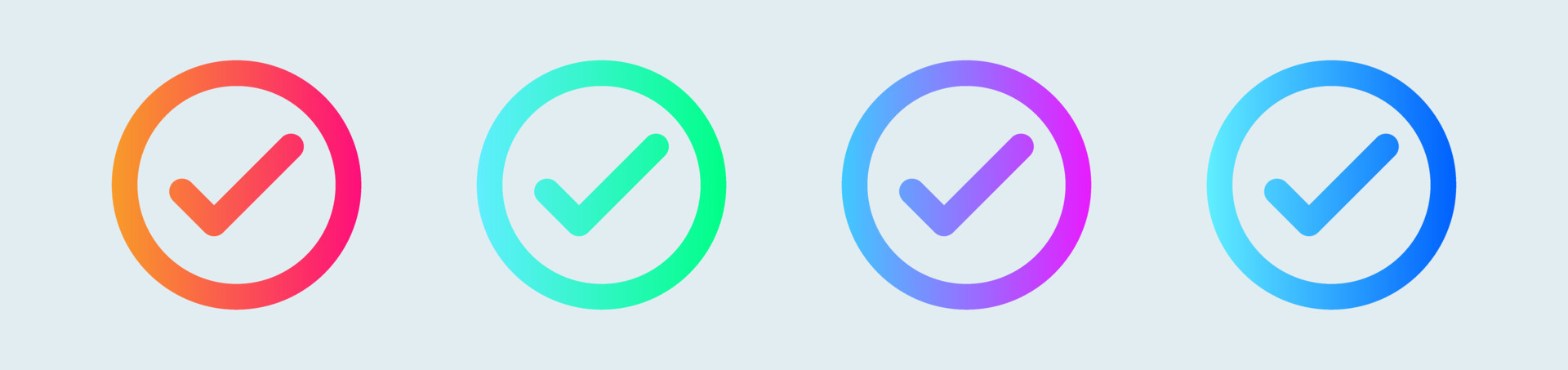Gradient check mark icon for user interface design. Vector illustration ...