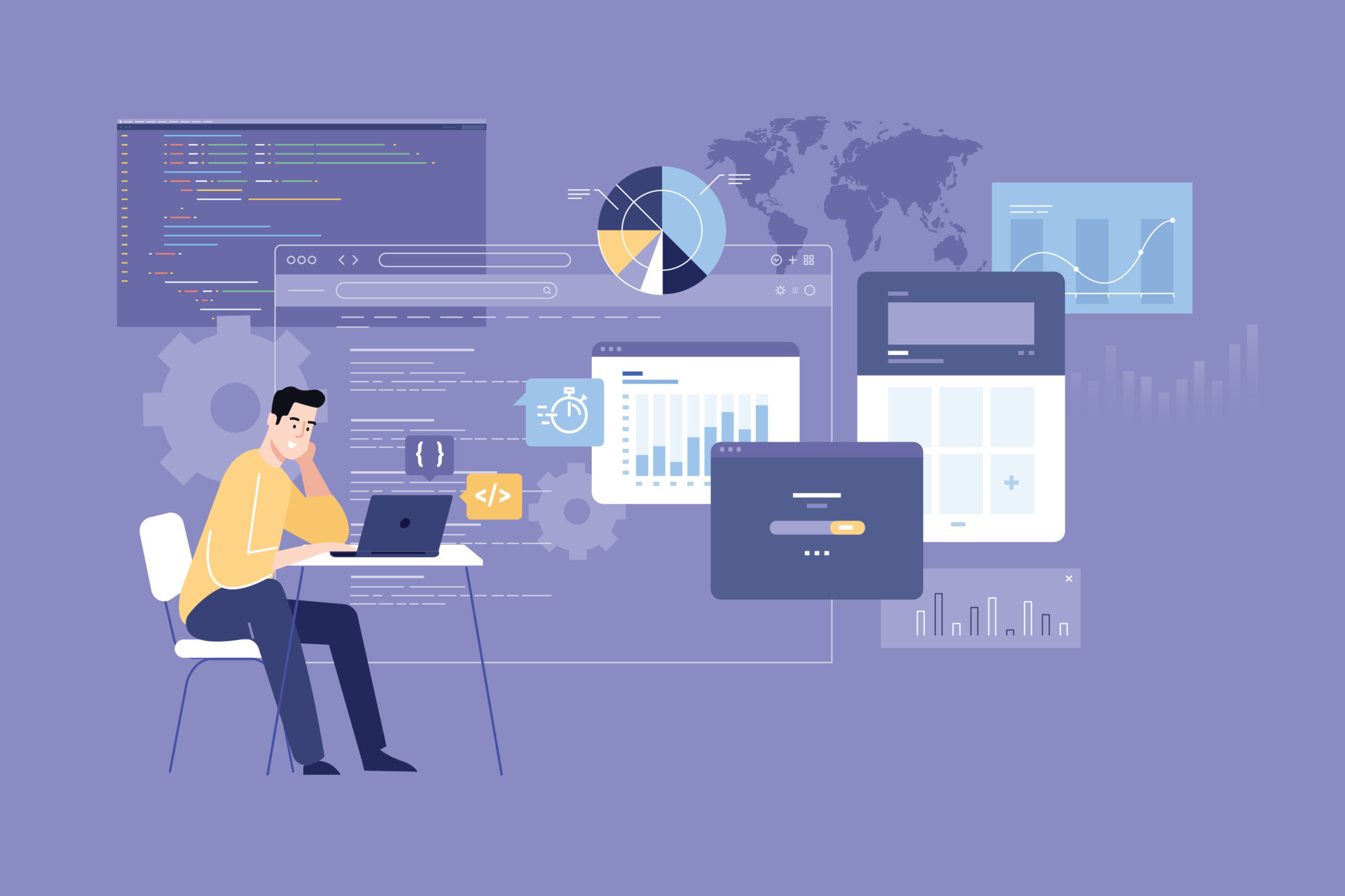 People Concept Vector Illustration Of Web Development Programming And Coding Seo App