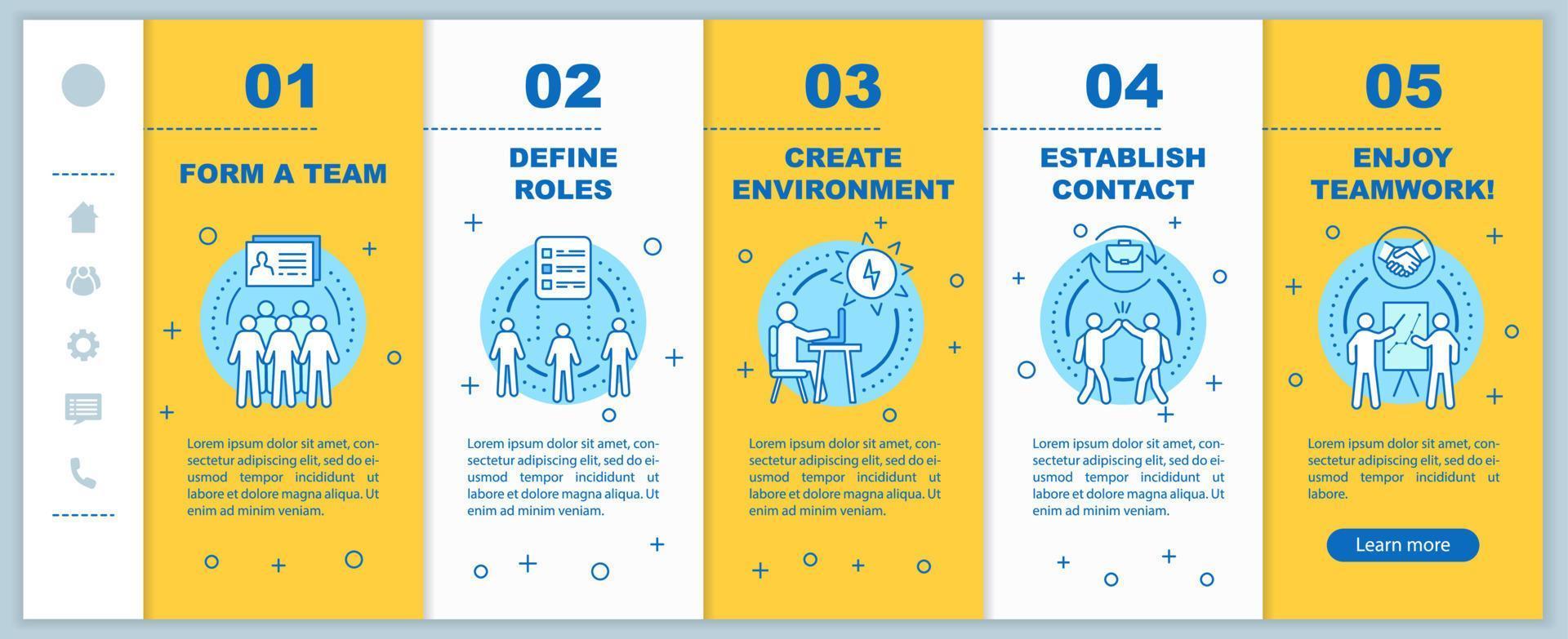 Cooperation And Interaction Onboarding Mobile App Page Screen Vector