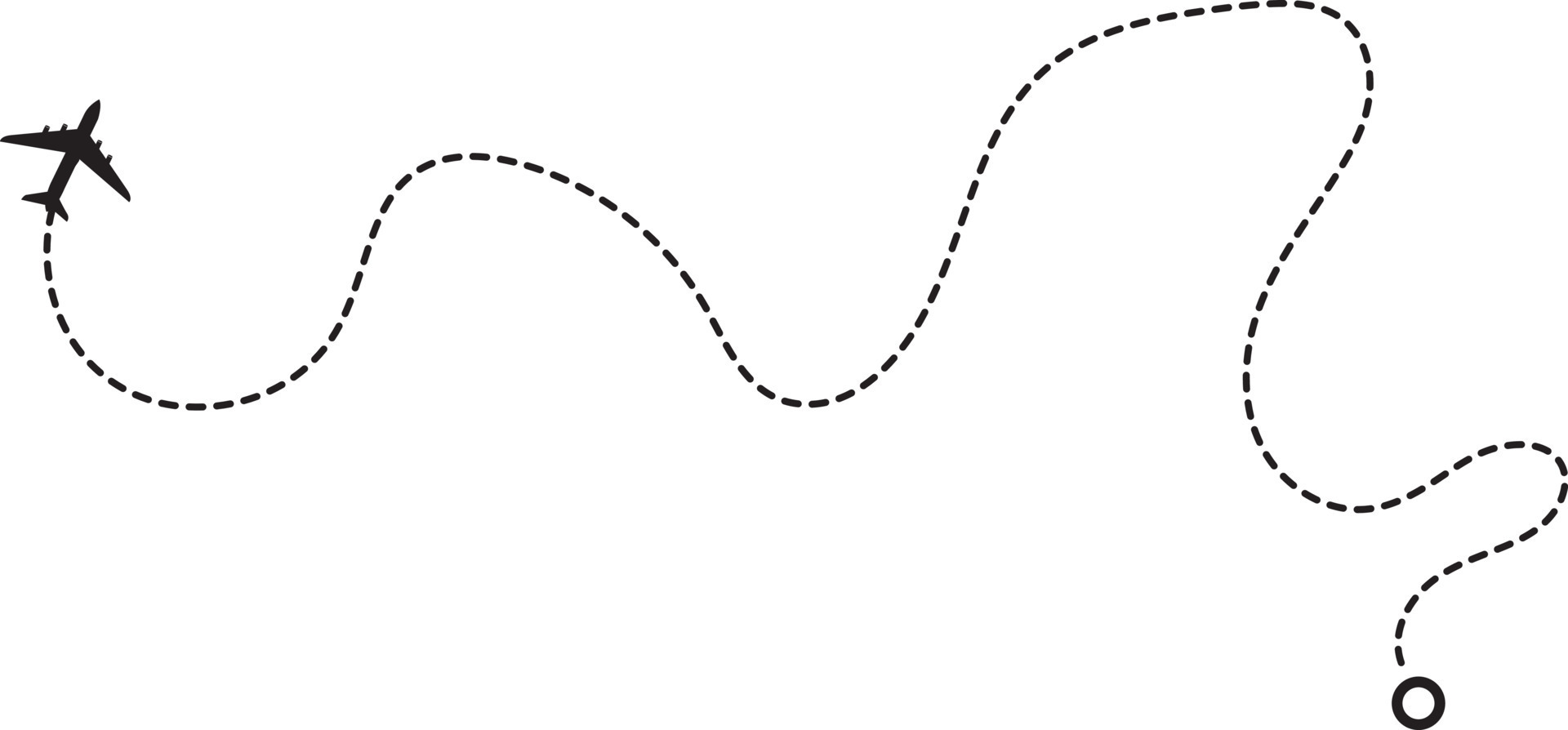 Airplane path in a dotted line shape. pin map marker pointer sign. Airplane line path travel ...