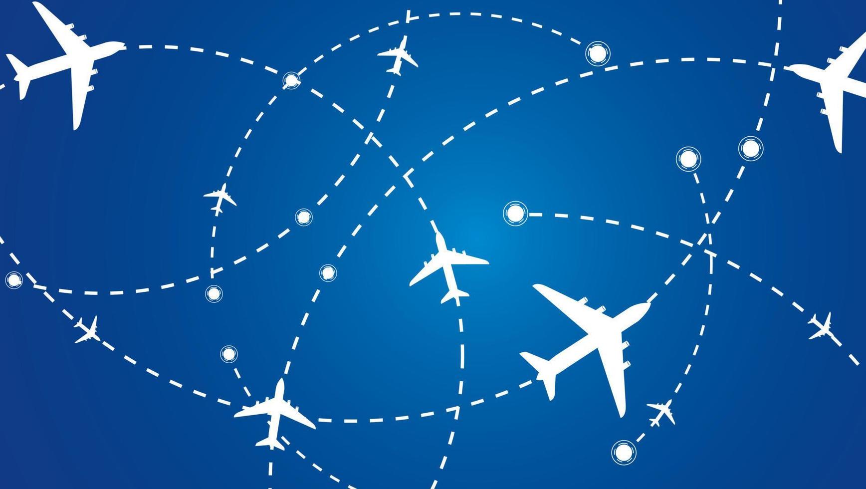 Airplane Routes Pin Map Marker Airplane Flying In The Sky 7694478
