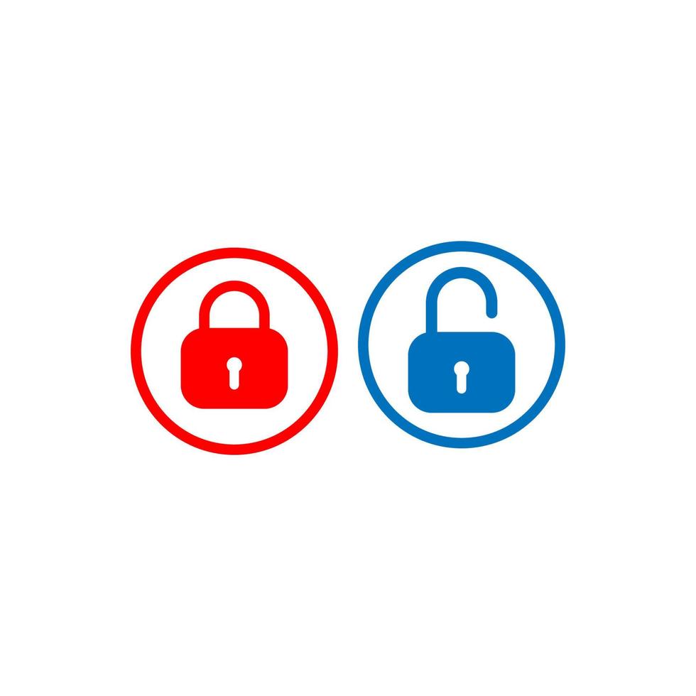 Lock and Unlock button design template. Padlock icon vector ...