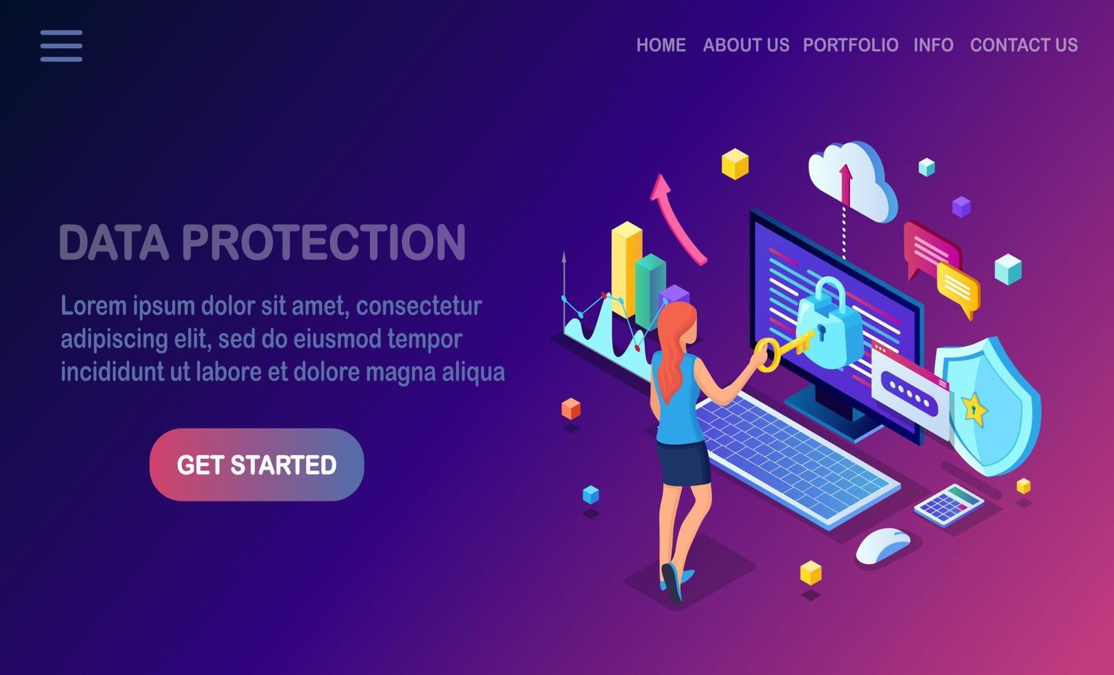 Data protection. Internet security, privacy access with password ...