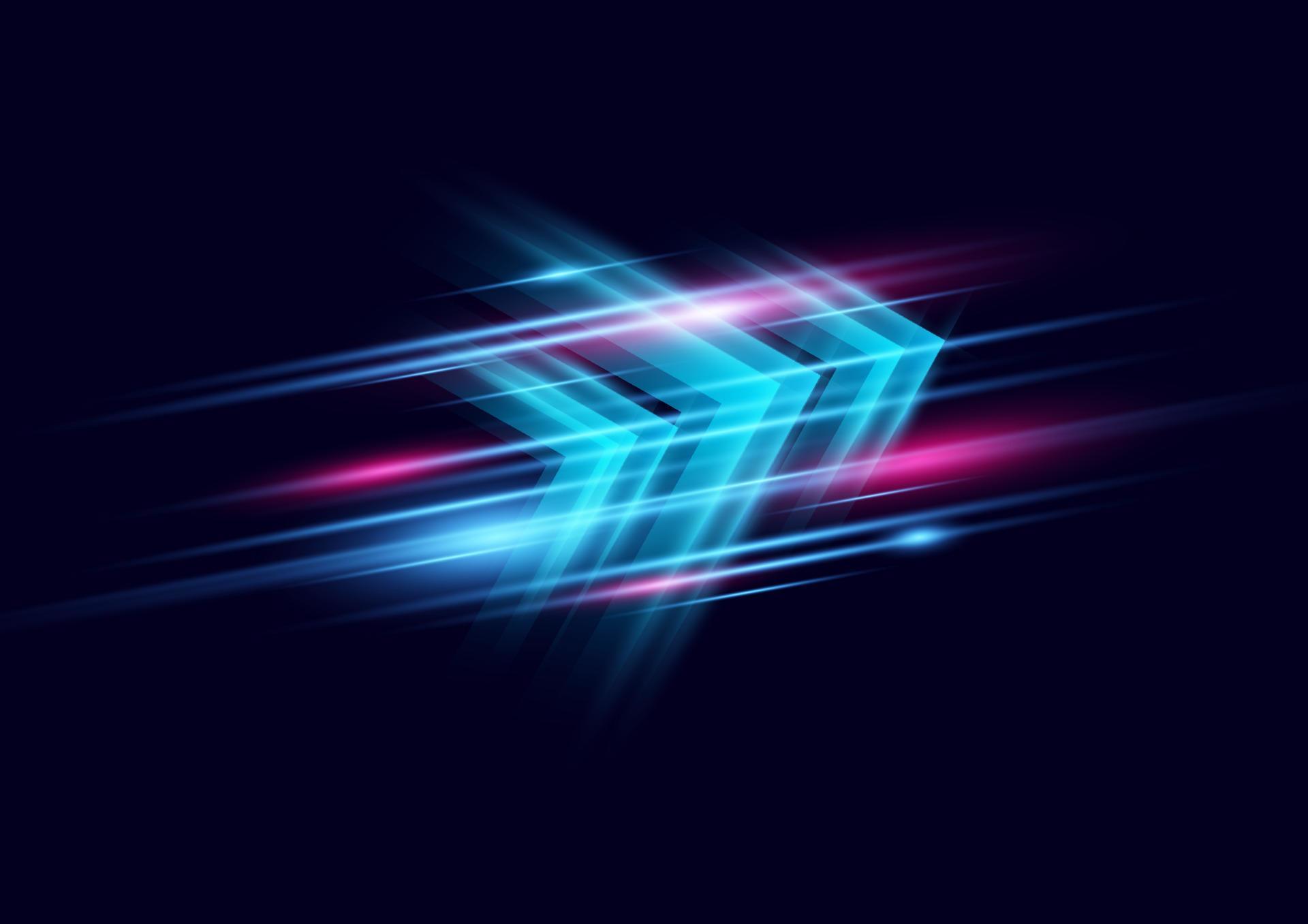 Abstract Modern Hight Speed Light Arrow Line Technology Effect On Black Background Vector