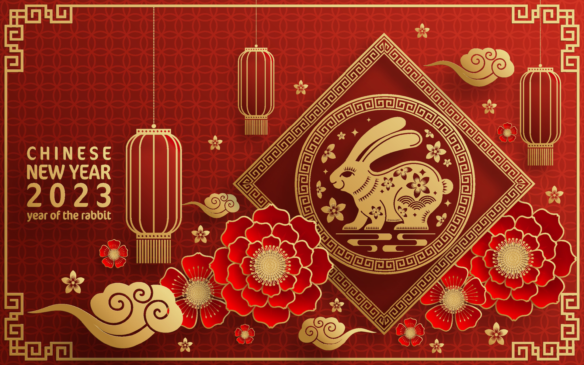 Happy Chinese New Year 2023 Year Of The Rabbit 7697050 Vector Art At