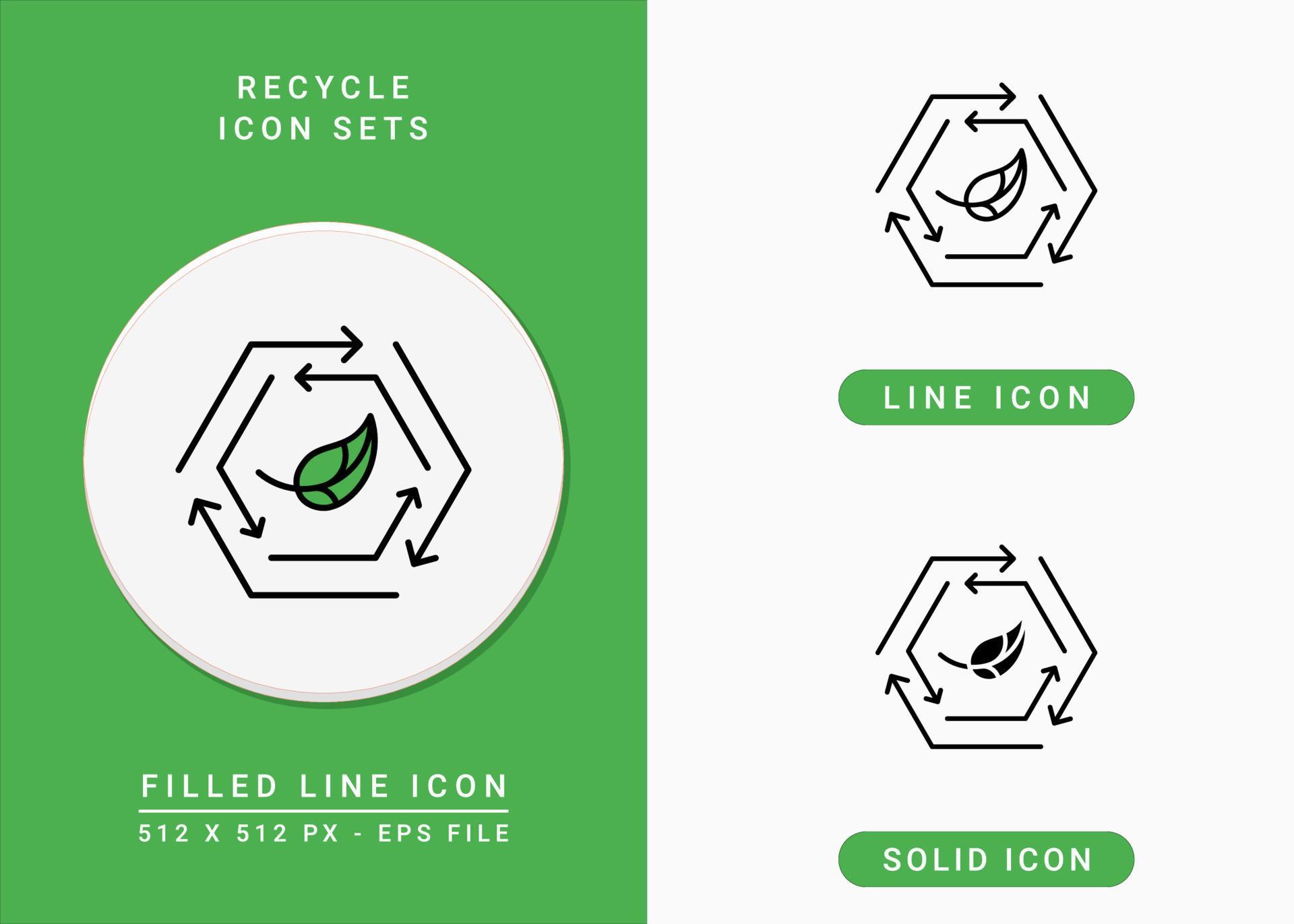 Recycle icons set vector illustration with solid icon line style. Free ...