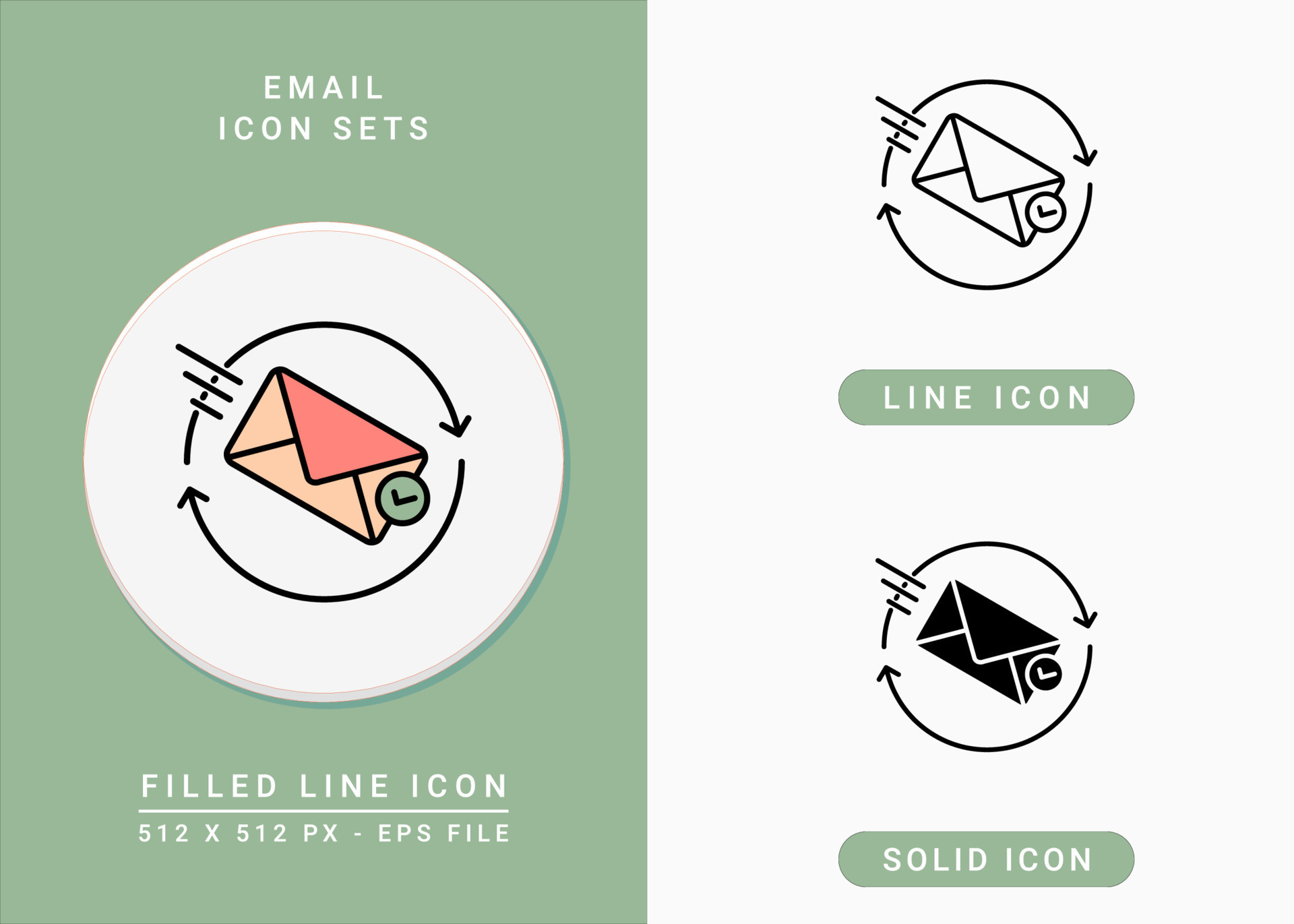 Email icons set vector illustration with solid icon line style. Newsletter mail concept ...