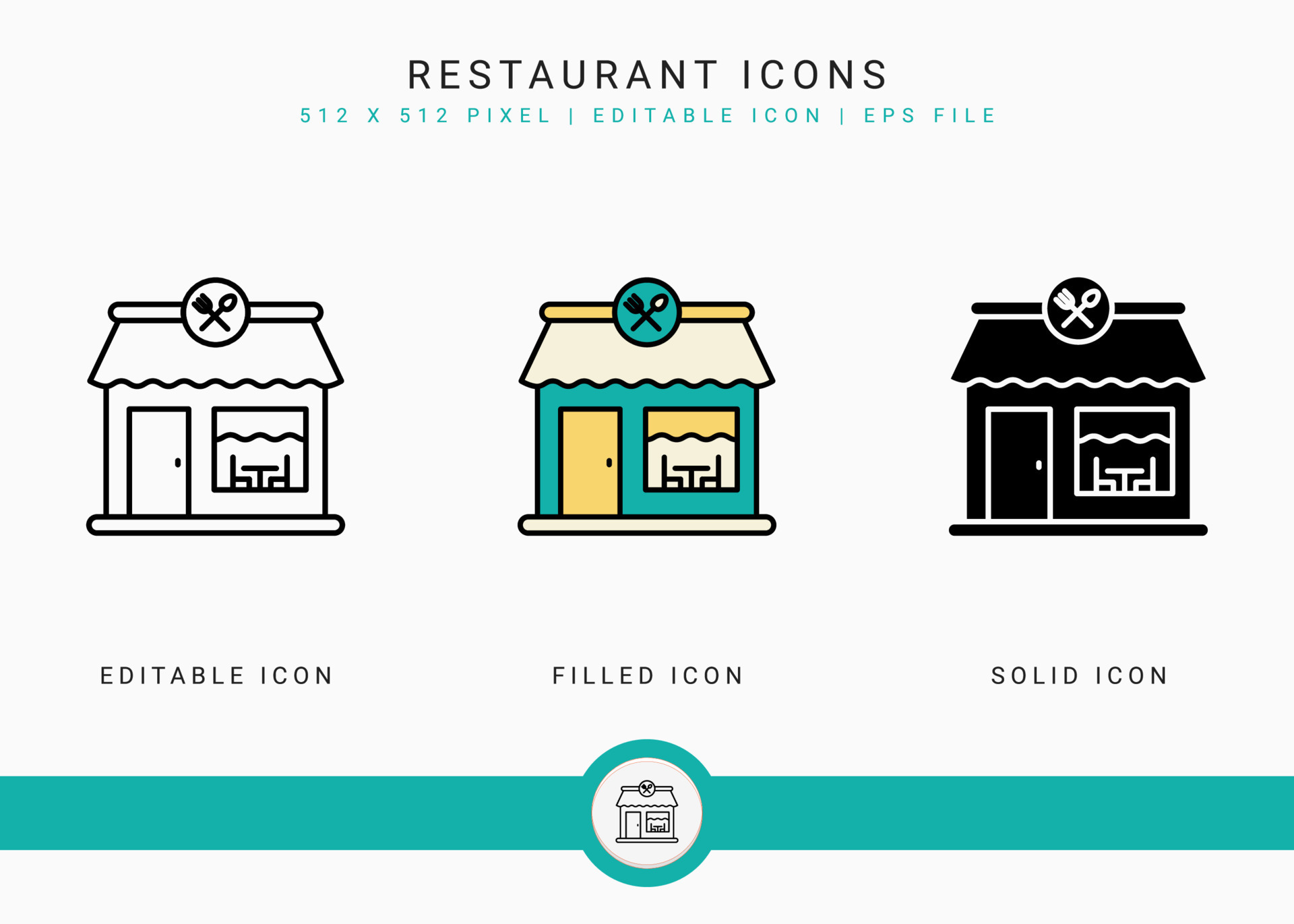Restaurant icons set vector illustration with solid icon line style ...