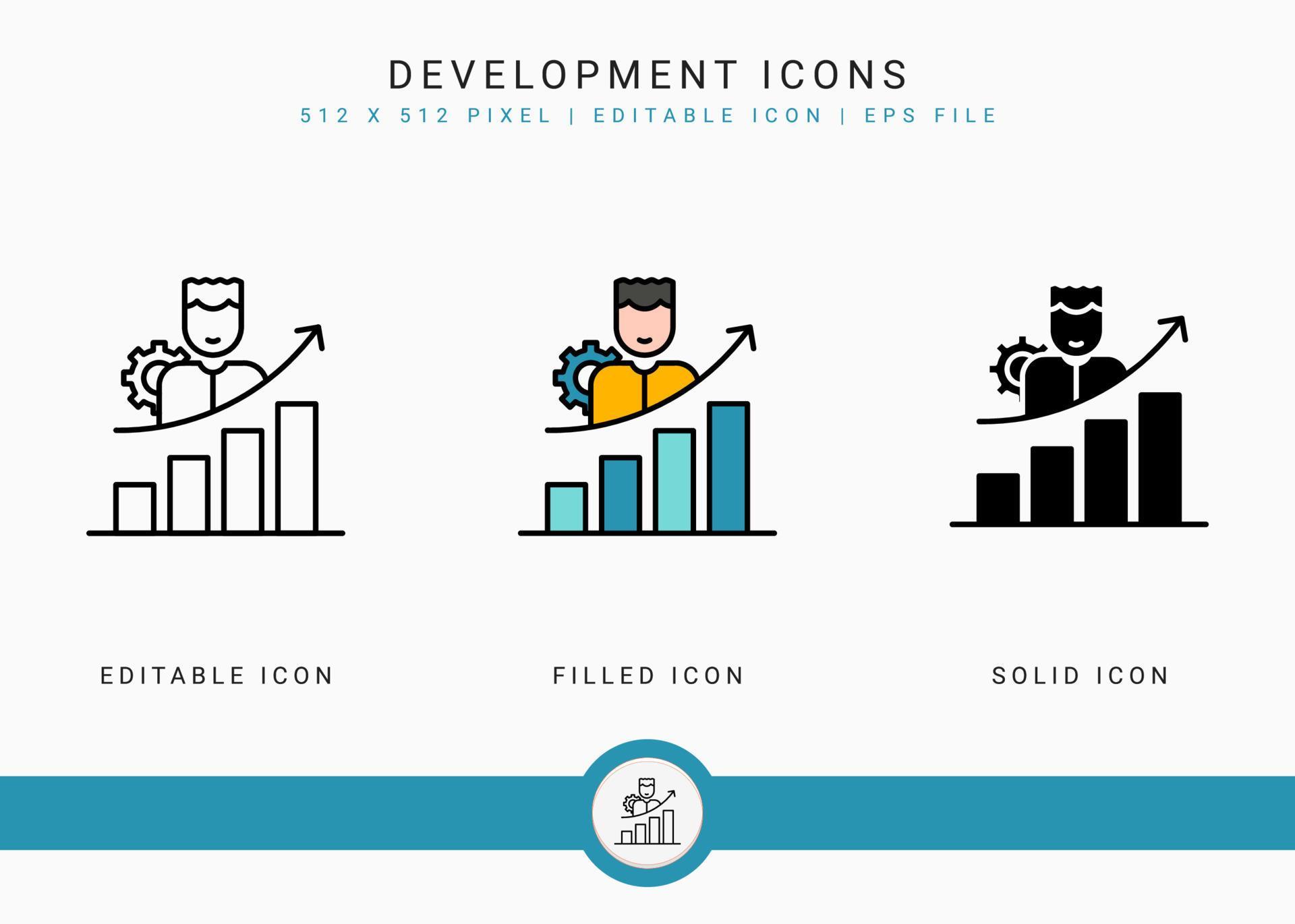 Development icons set vector illustration with solid icon line style ...