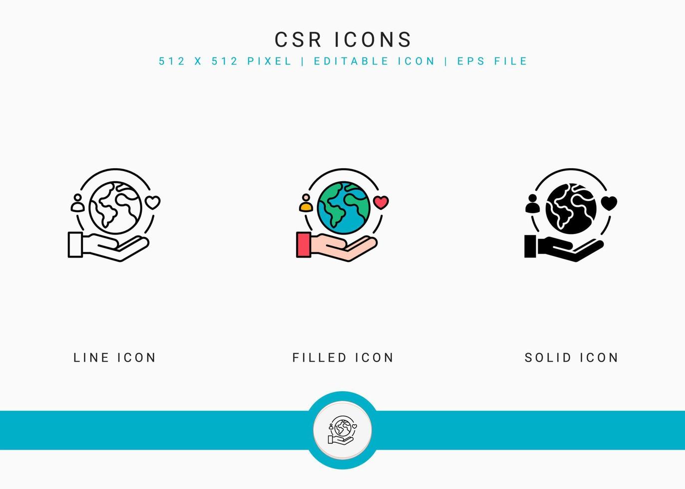 CSR icons set vector illustration with solid icon line style. Life give ...