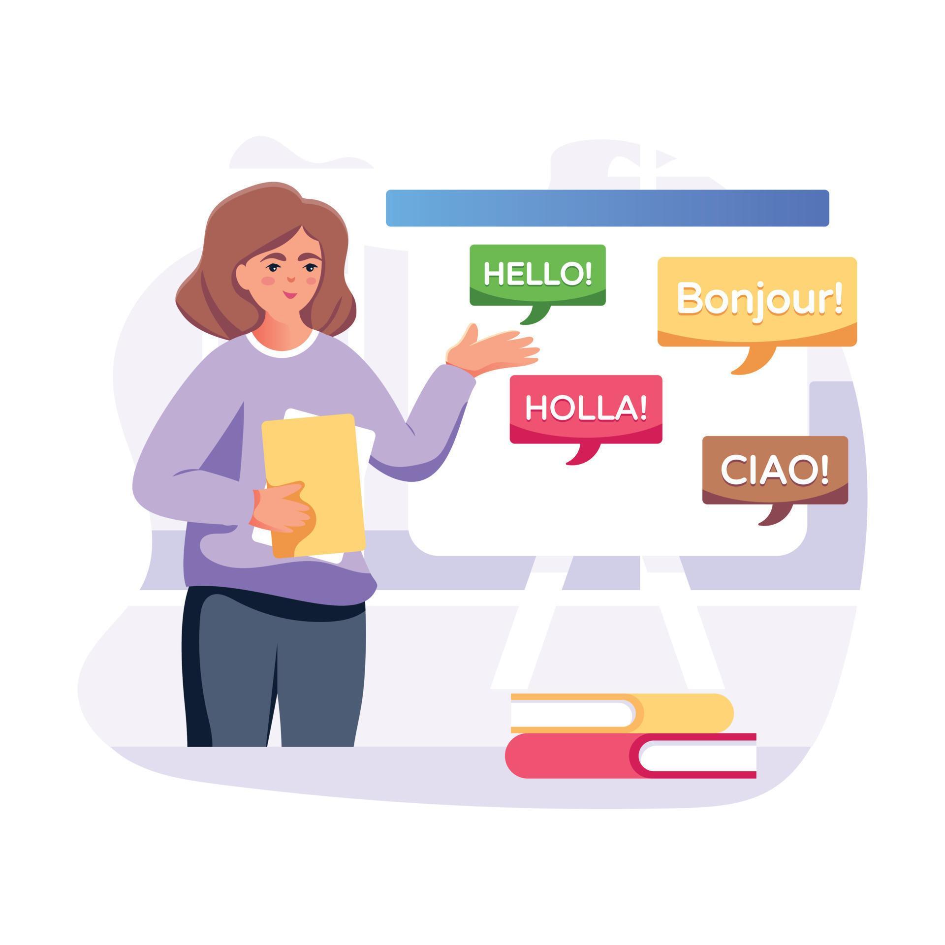 Easy to use flat illustration of language lecture 7712123 Vector Art at ...