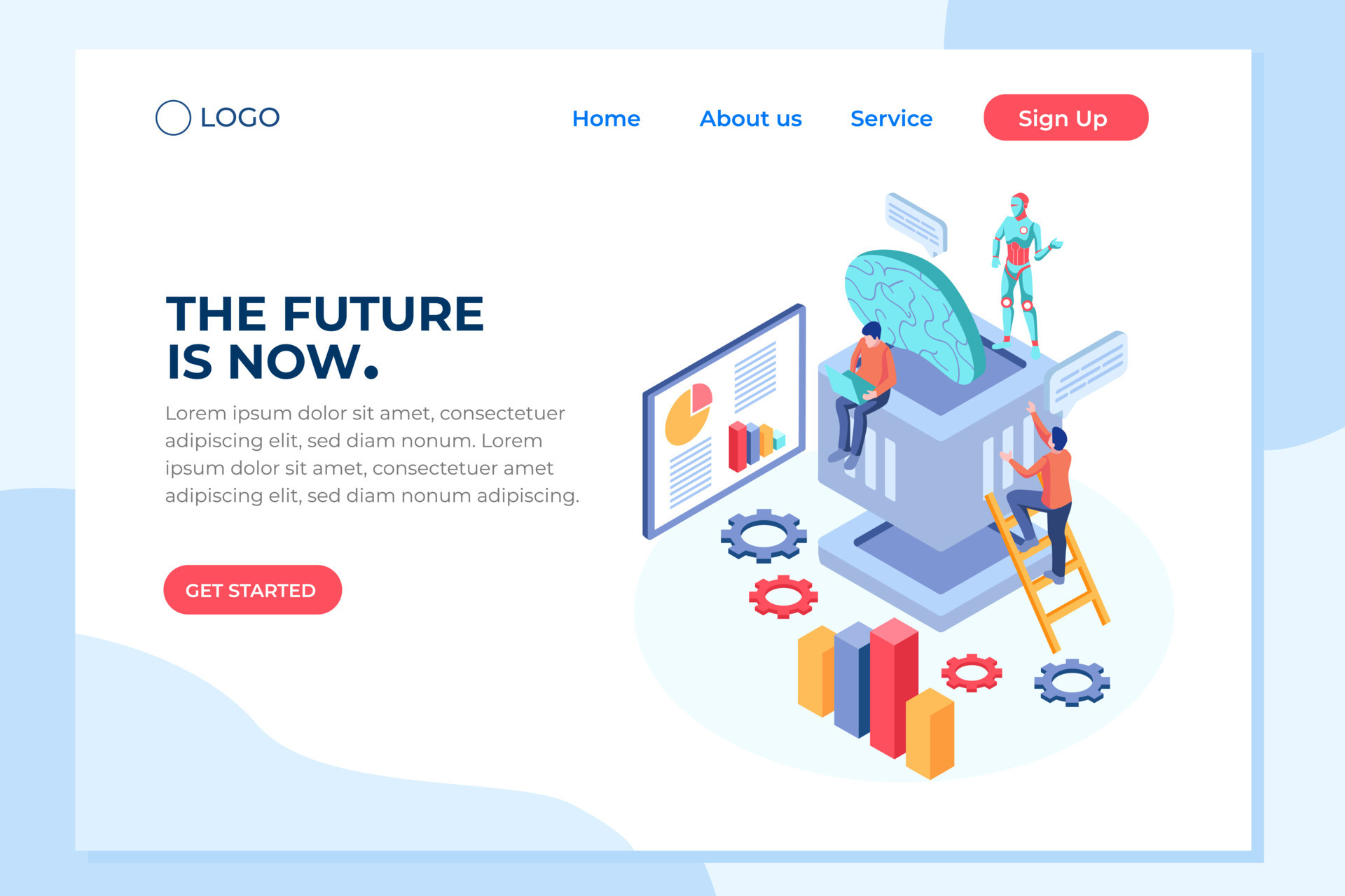 Human interactive tech interaction. Images of robot human working at ...