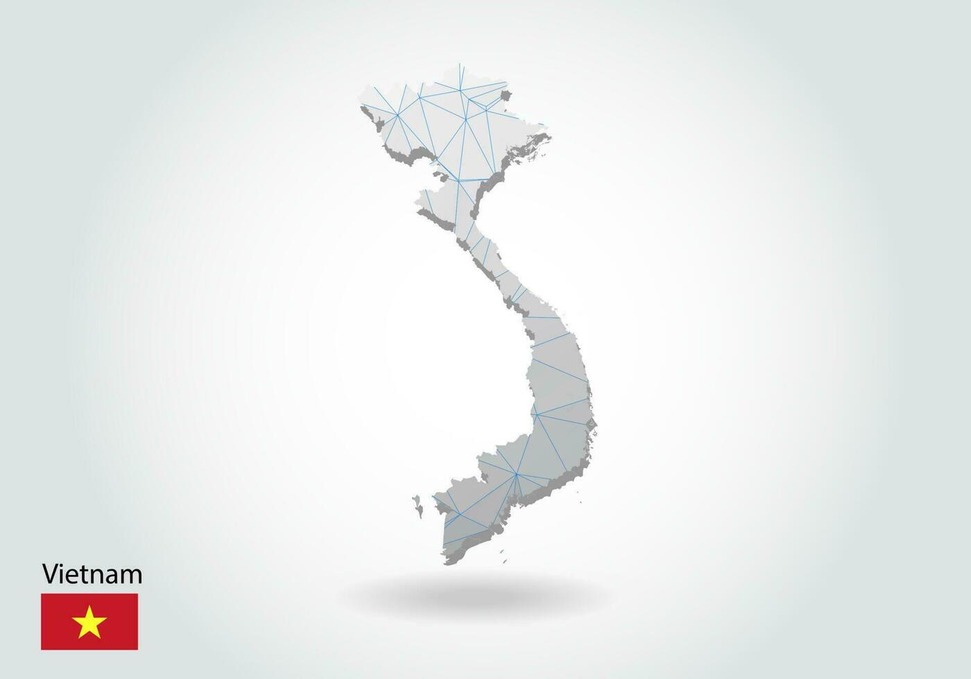 Vector polygonal Vietnam map. Low poly design. map made of triangles on ... Vector polygonal Vietnam map. Low poly design. map made of triangles on ...