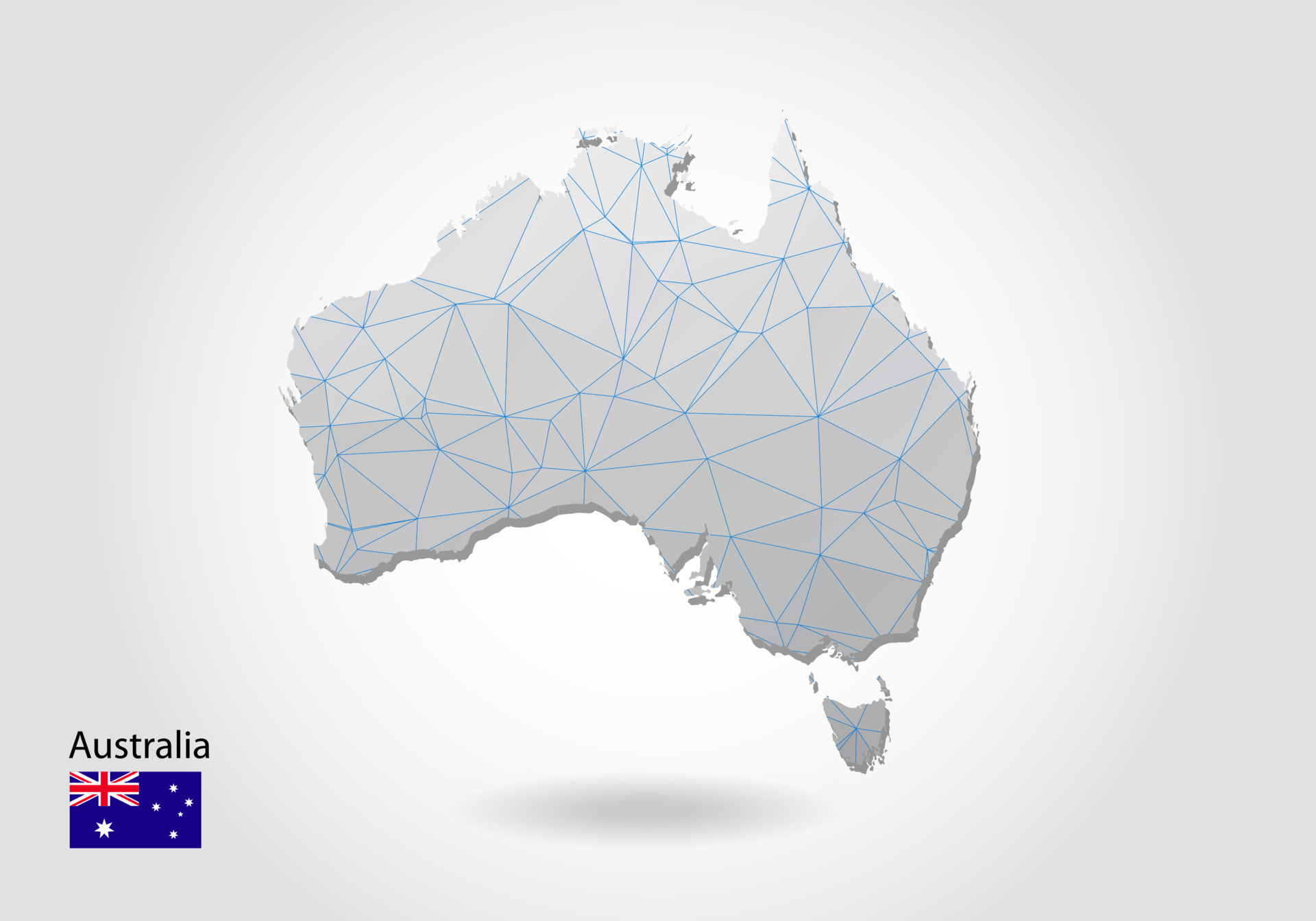 Vector map of australia with trendy triangles design in polygonal style ...