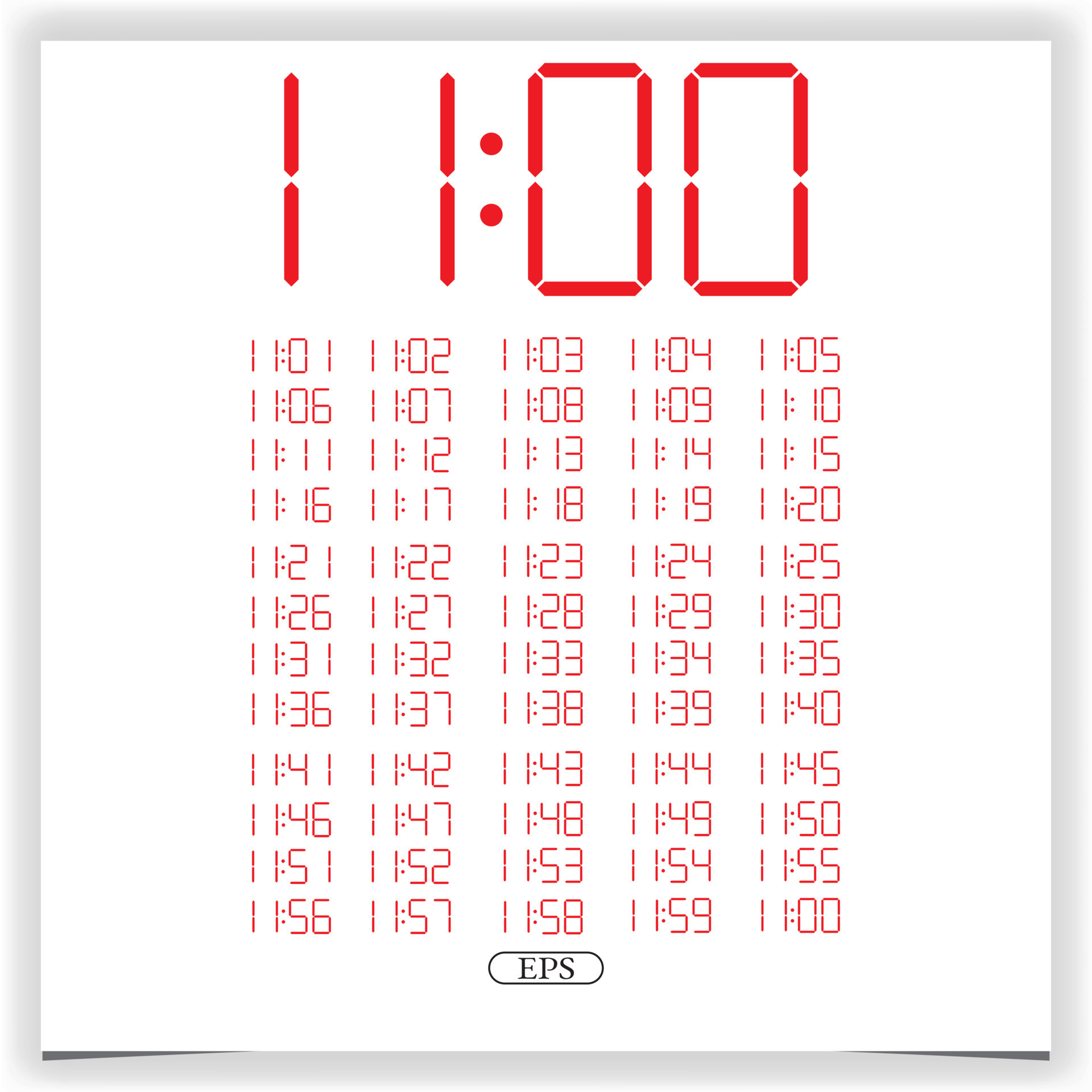 Digital clock closeup displaying 11 o'clock. Red Digital clock number ... Digital clock closeup displaying 11 o'clock. Red Digital clock number ...