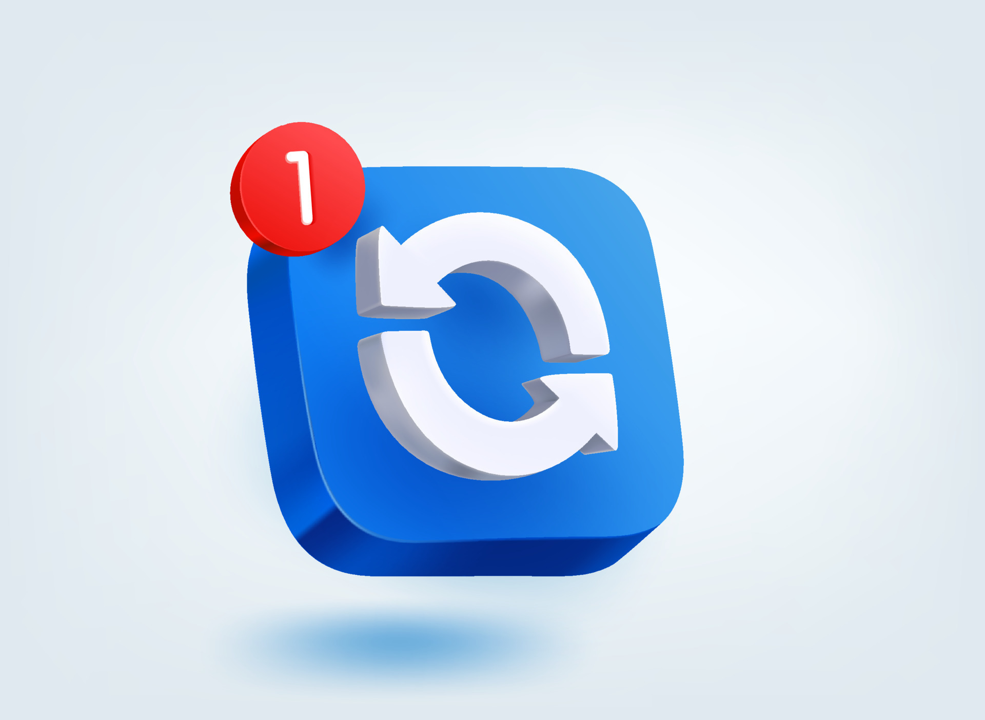Update concept. 3d vector mobile application icon with notification ...