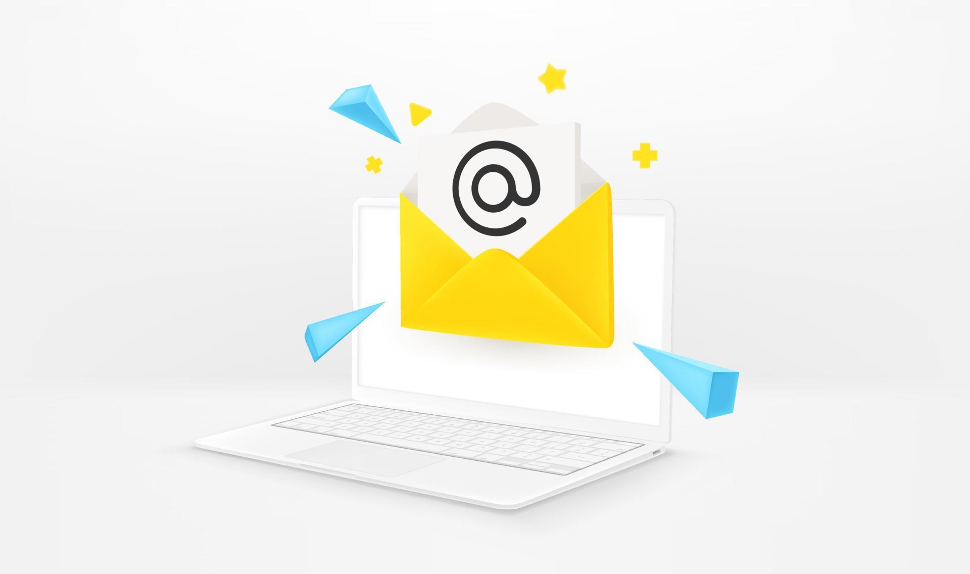 Sending and receiving email via internet. 3d vector illustration ...