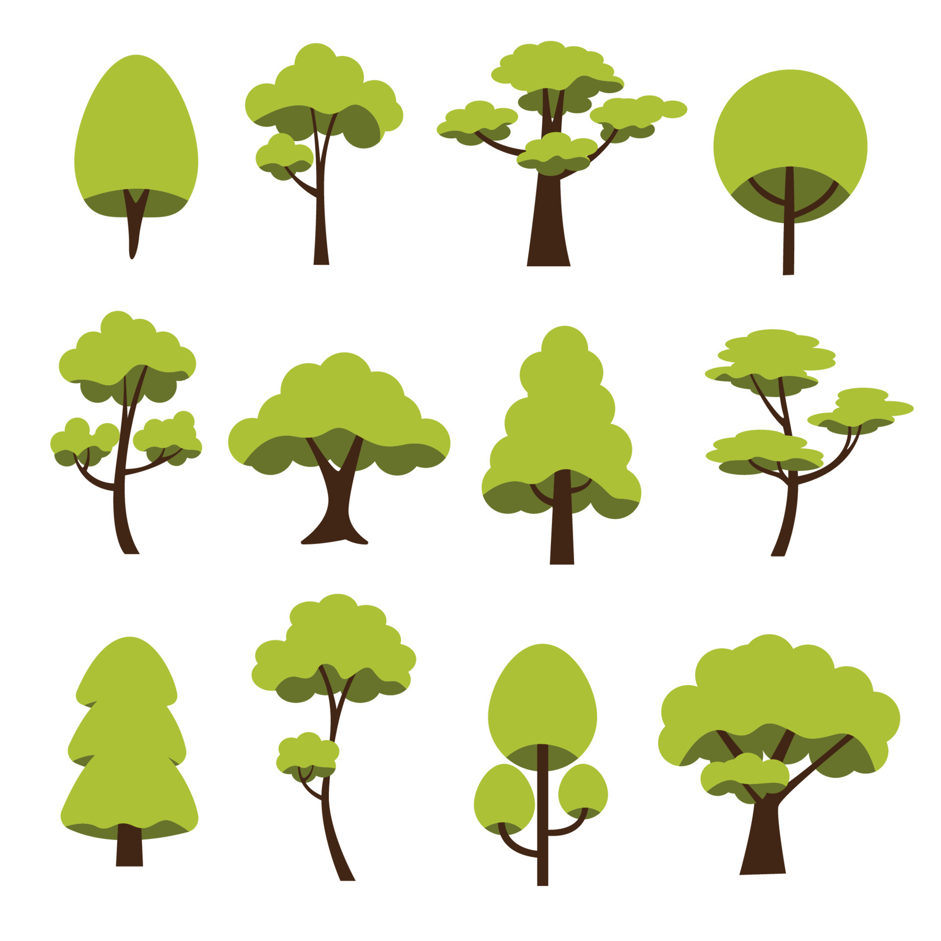 Collection of trees. tree set isolated on white background. vector ...