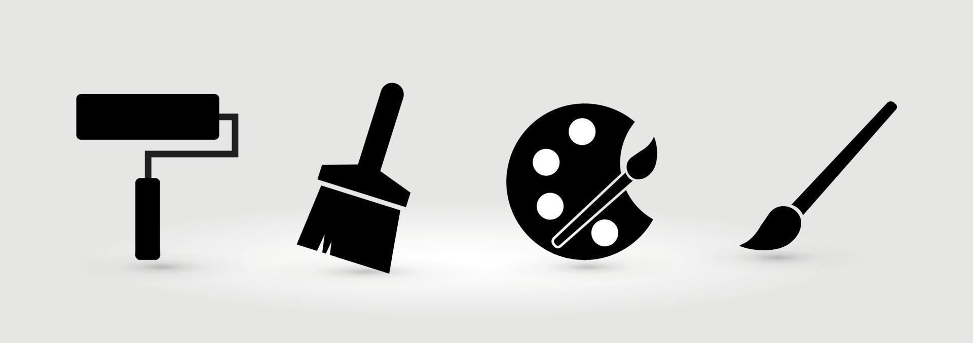 Paint icons set Paint brush vector icon sillhouette Paint roller icon ... Paint icons set Paint brush vector icon sillhouette Paint roller icon ...