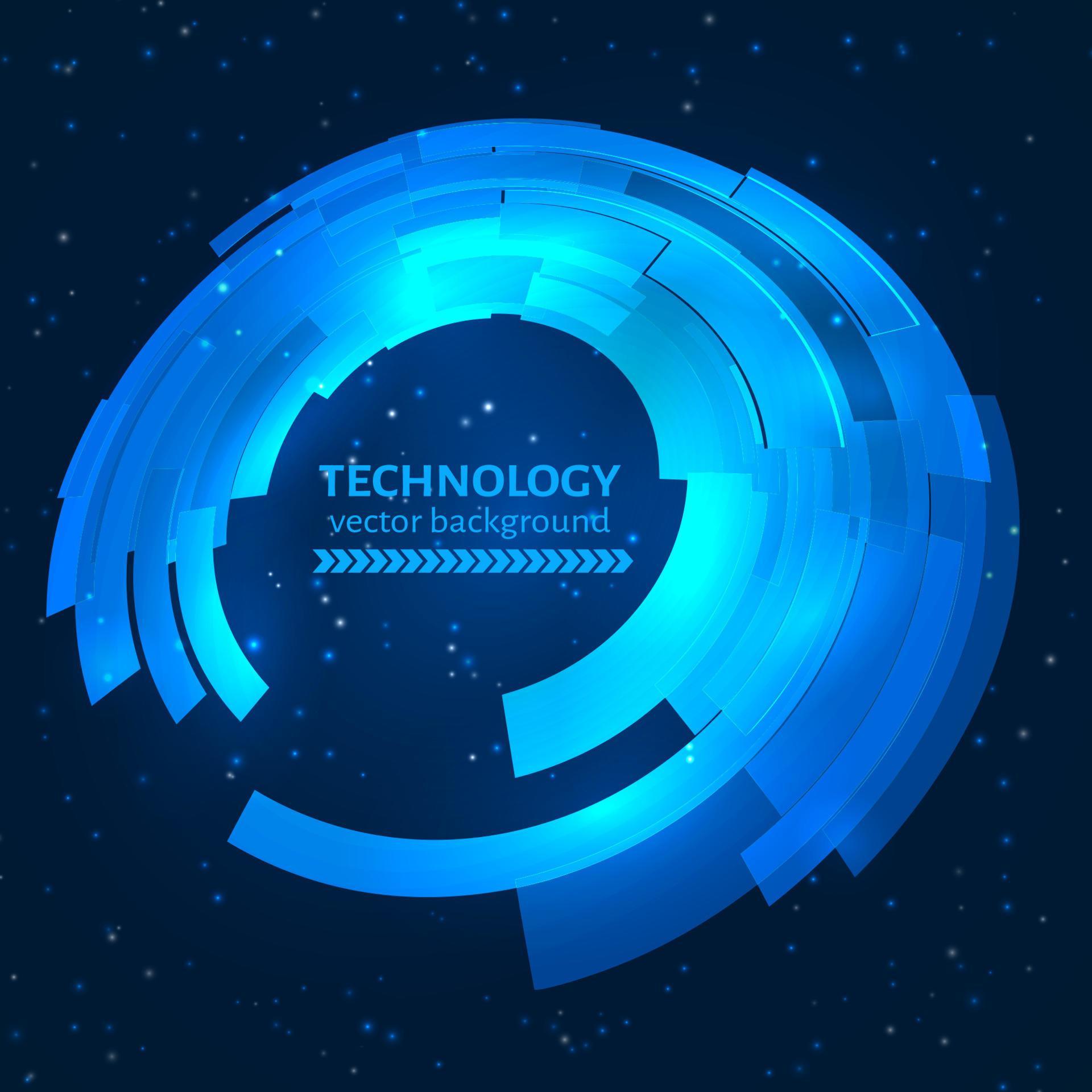 Blue Technology Abstract Circle Background Ufo Cosmic Vector Illustration Easy To Edit Design