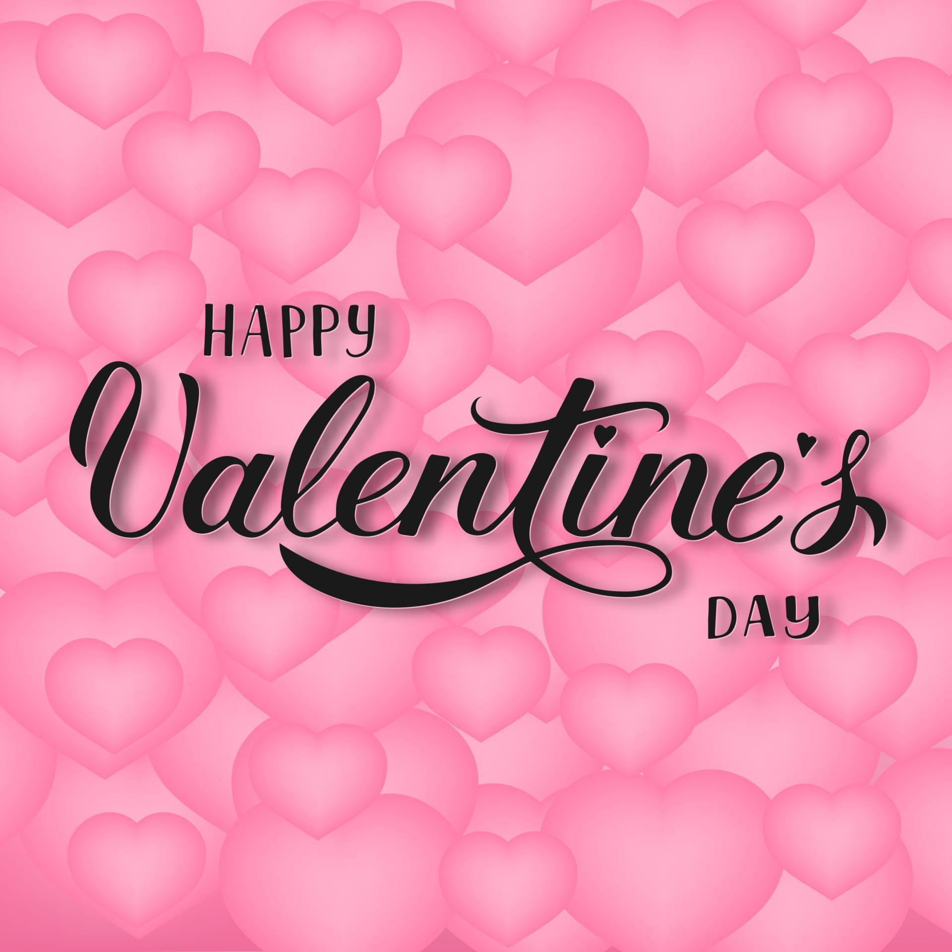 Valentines Day Greeting Card Soft Pink 3d Hearts Background With