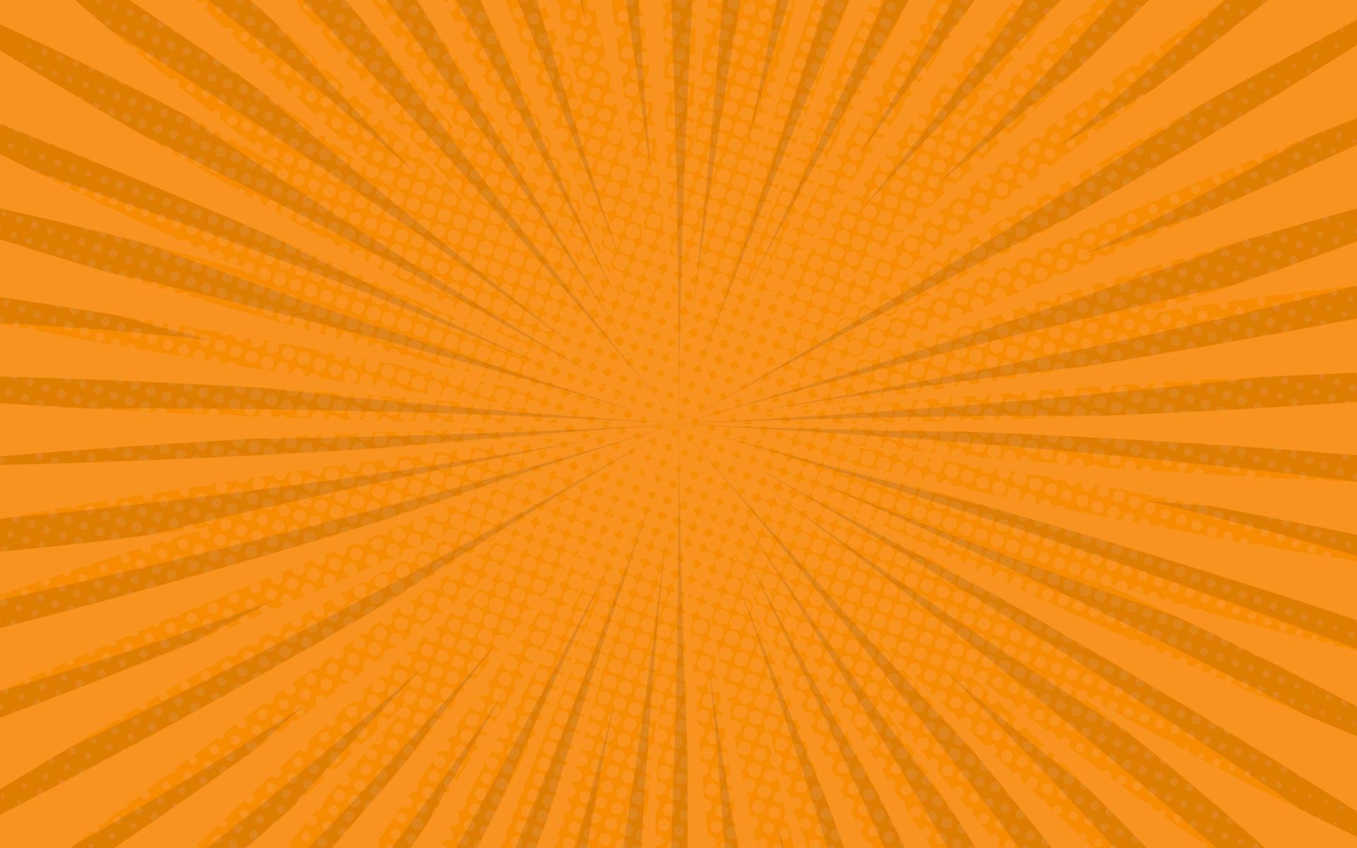 Sun rays retro vintage style on orange background. Comic pattern with starburst and halftone ...