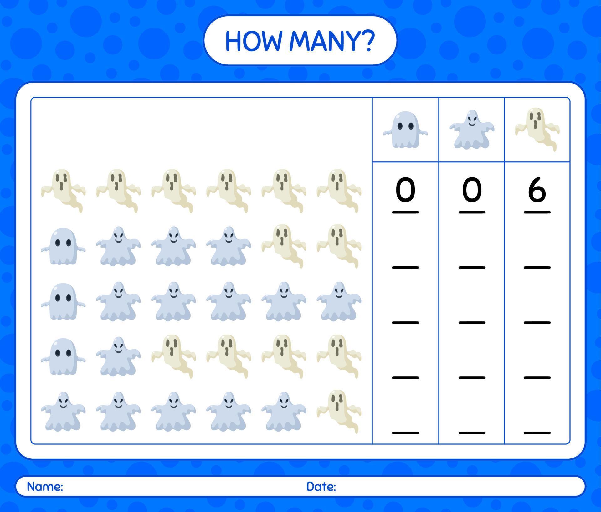 How many counting game with halloween icon. worksheet for preschool ...