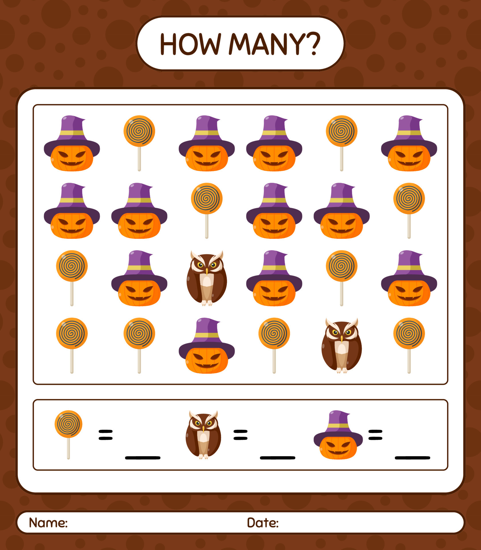 How many counting game with halloween icon. worksheet for preschool ...