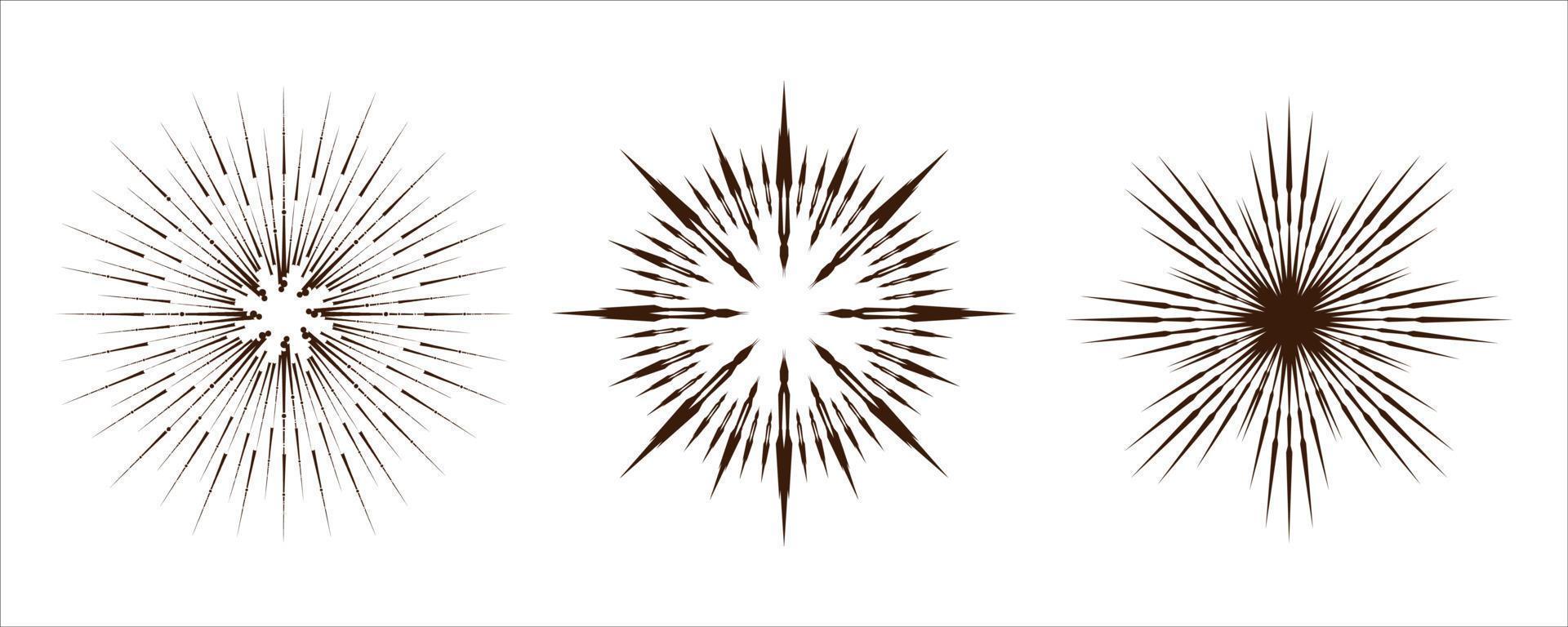 Sunburst Set Sunburst Icon Collection Vector Retro Sunburst Design