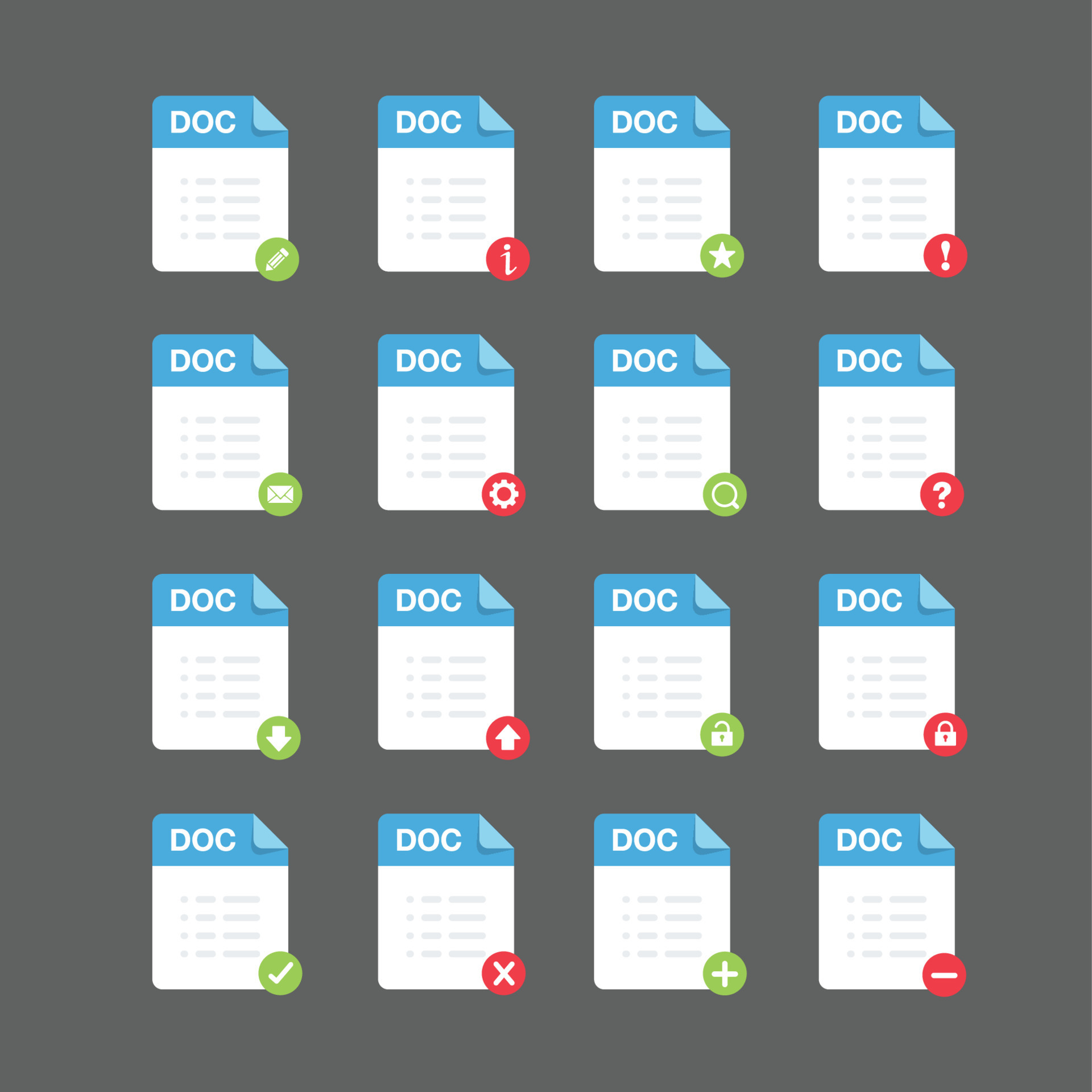 Document Files icon set, Vector Design element 7738607 Vector Art at ...