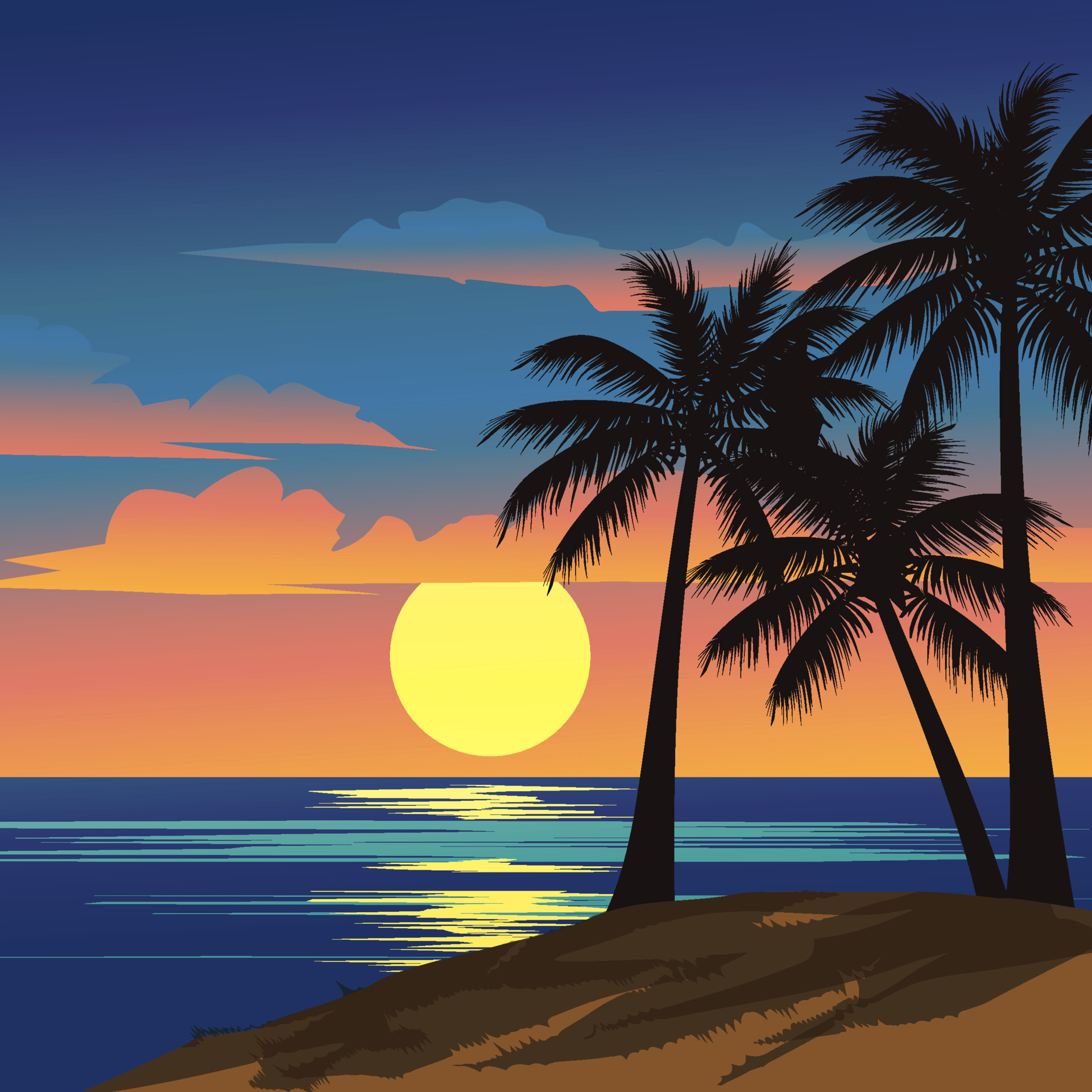 Beautiful Beach Sunset Of Tropic 7740221 Vector Art At Vecteezy