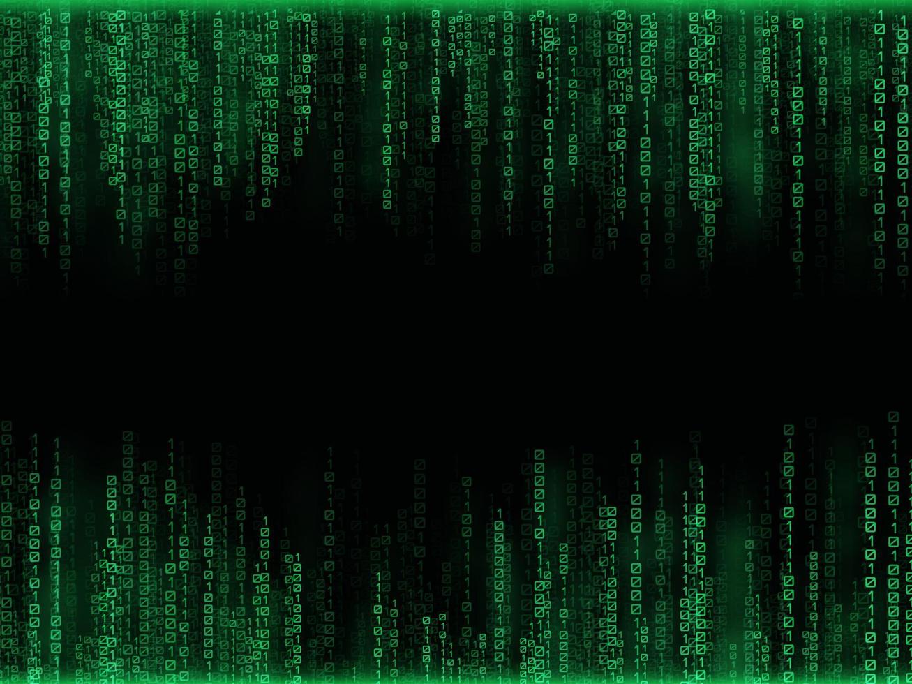 Falling green numbers with bright flashes. Abstract technology B ...