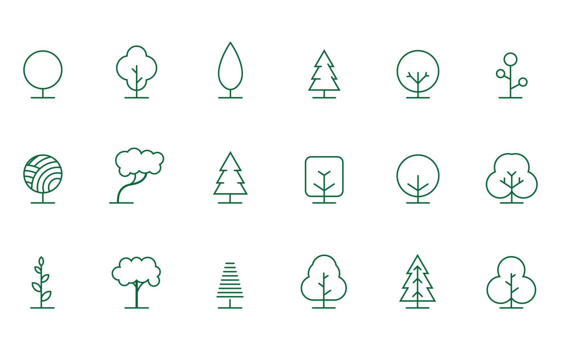 set of Tree Vector Line Icon. Tree symbol vector sign 7741191 Vector ...