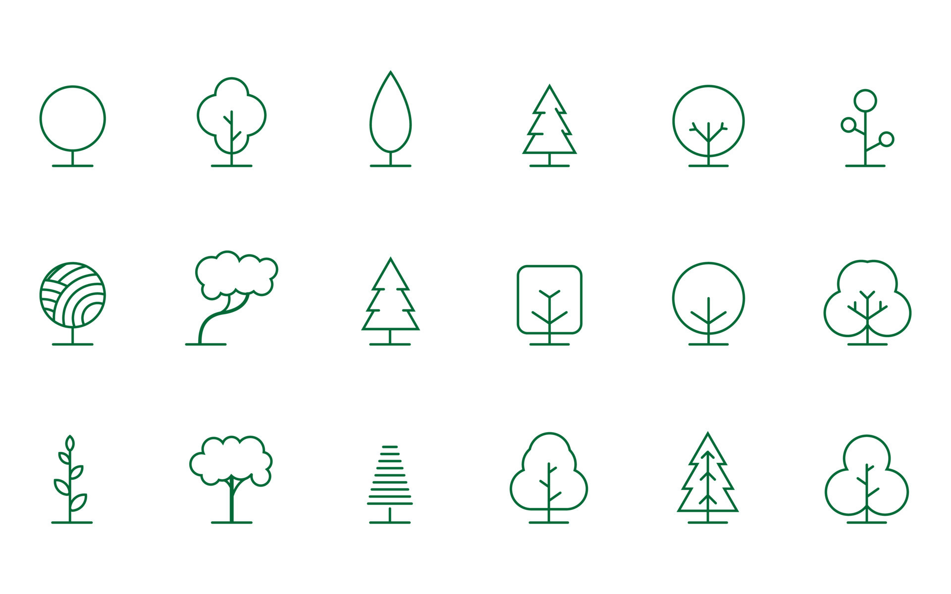 set of Tree Vector Line Icon. Tree symbol vector sign 7741191 Vector ...