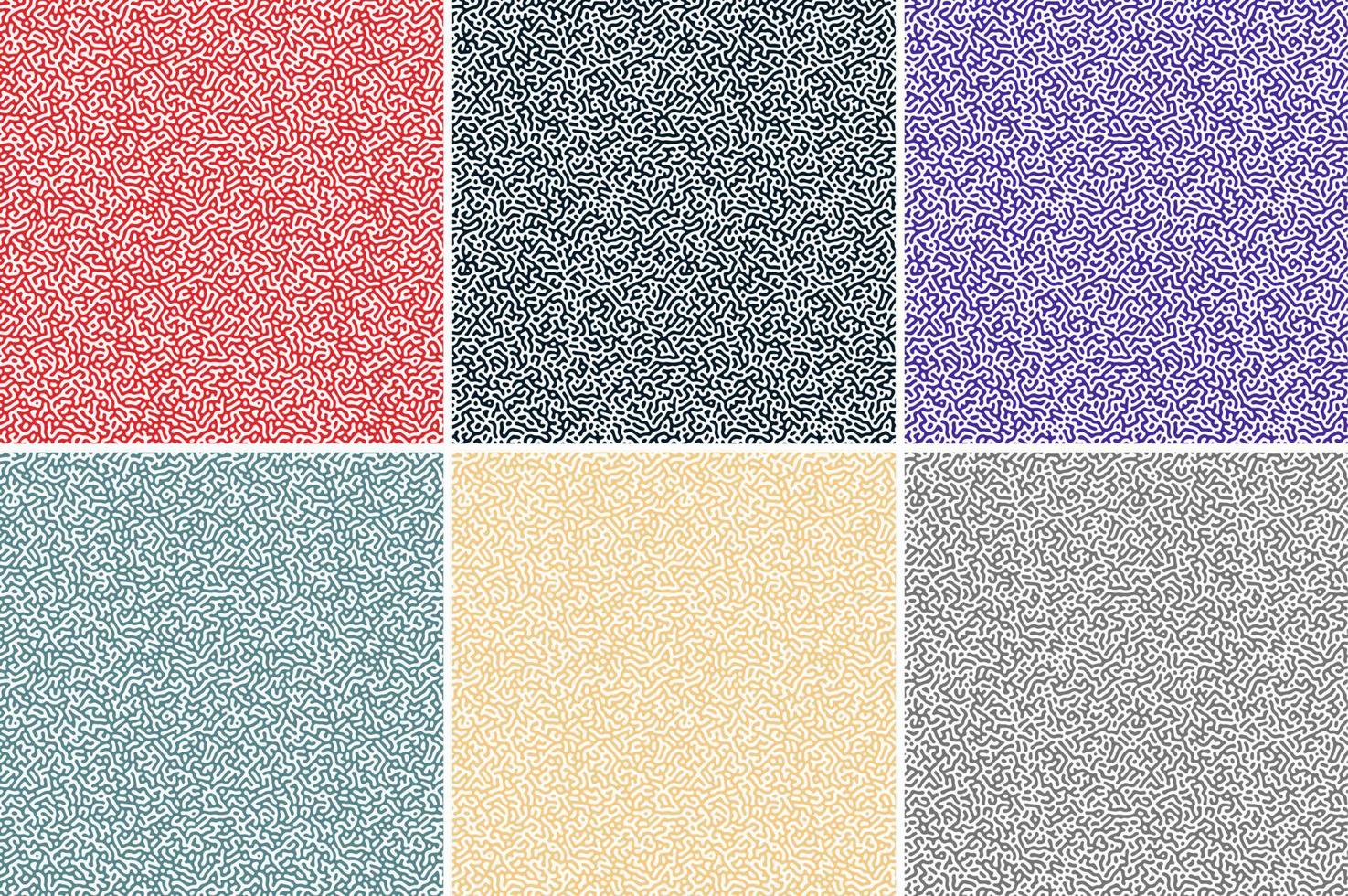 Set of six color diffusion reaction or turing pattern seamless ...