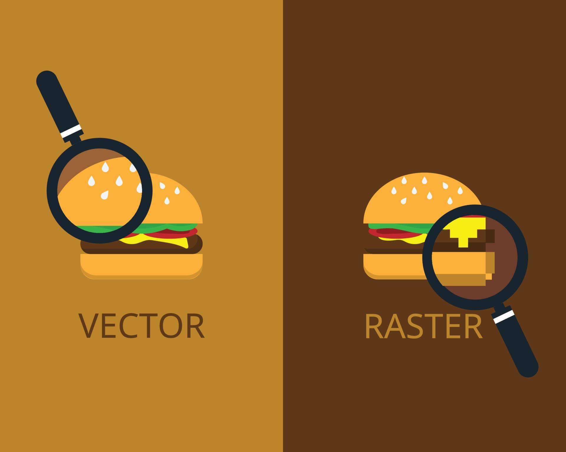 comparison of raster or bitmap to vector 7742080 Vector Art at Vecteezy