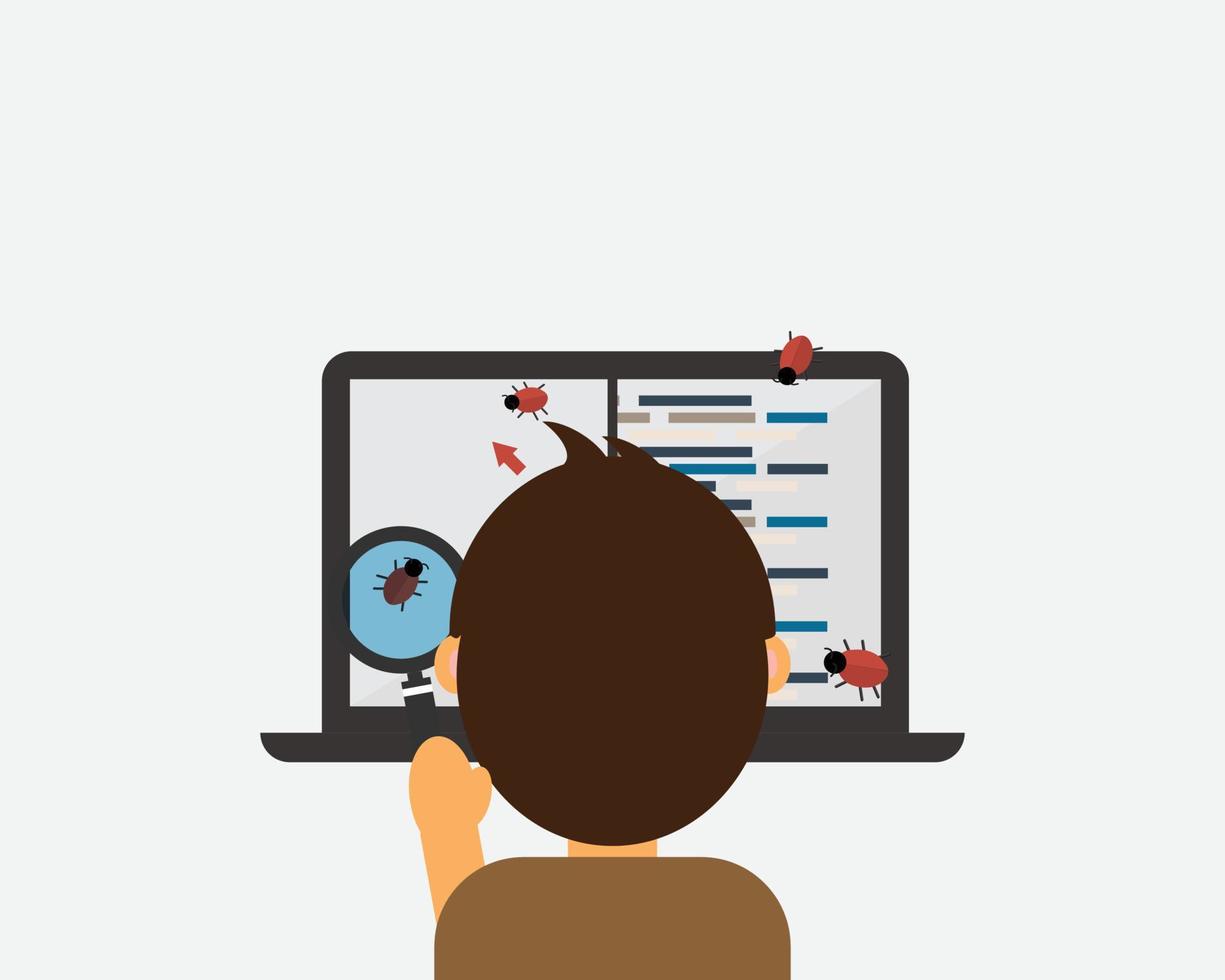 Manual Tester And Automated Software Tester Bug To Do Qa Testing To Test Software 7742404 Vector