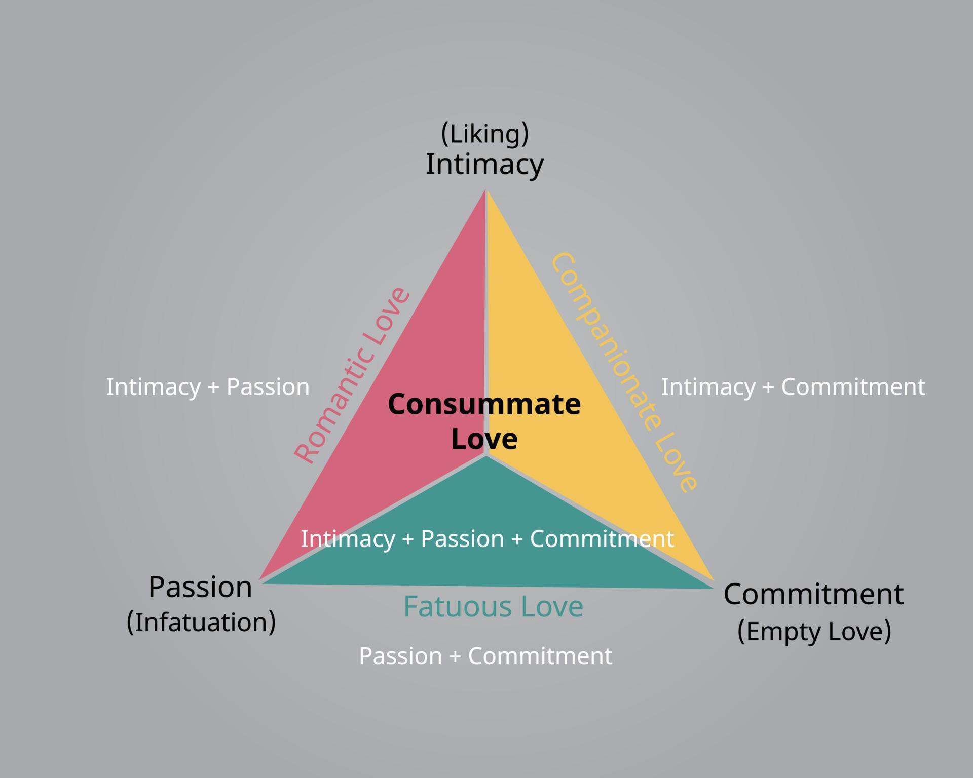 Triangular Theory Of Love Developed By Robert Sternberg To Show The Three Components Of Love