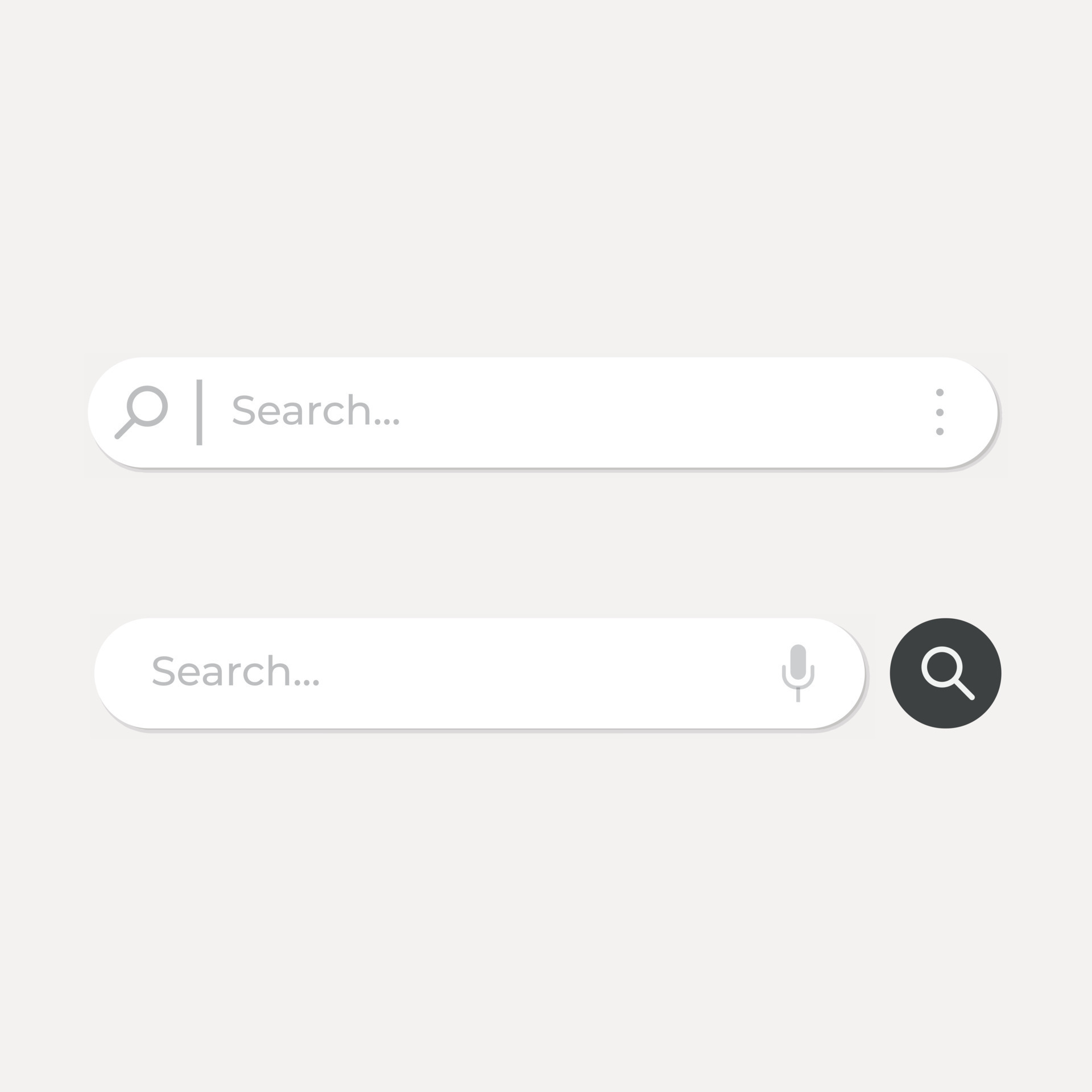 Set of search bar and voice recorder with search button bubble ui ...