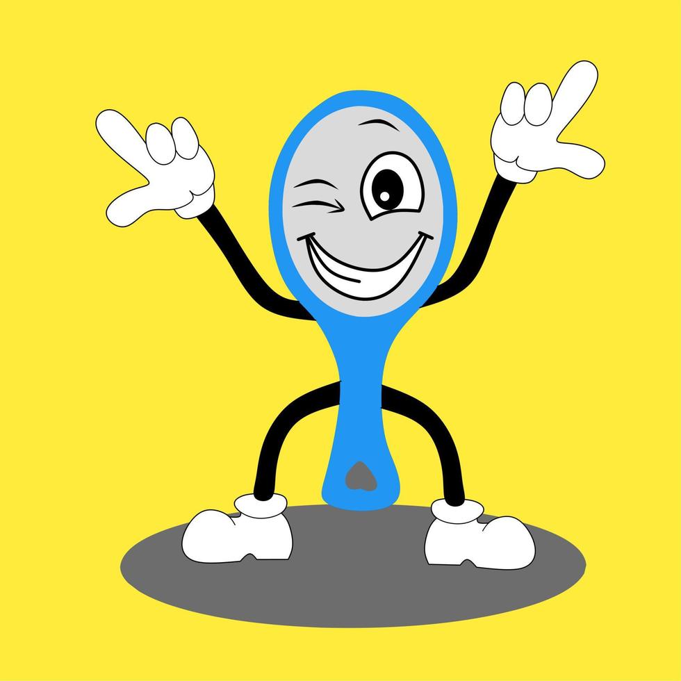 A Mirror Image Illustration With Cute Characters On A Yellow Background a-mirror-image-illustration-with-cute-characters-on-a-yellow-background