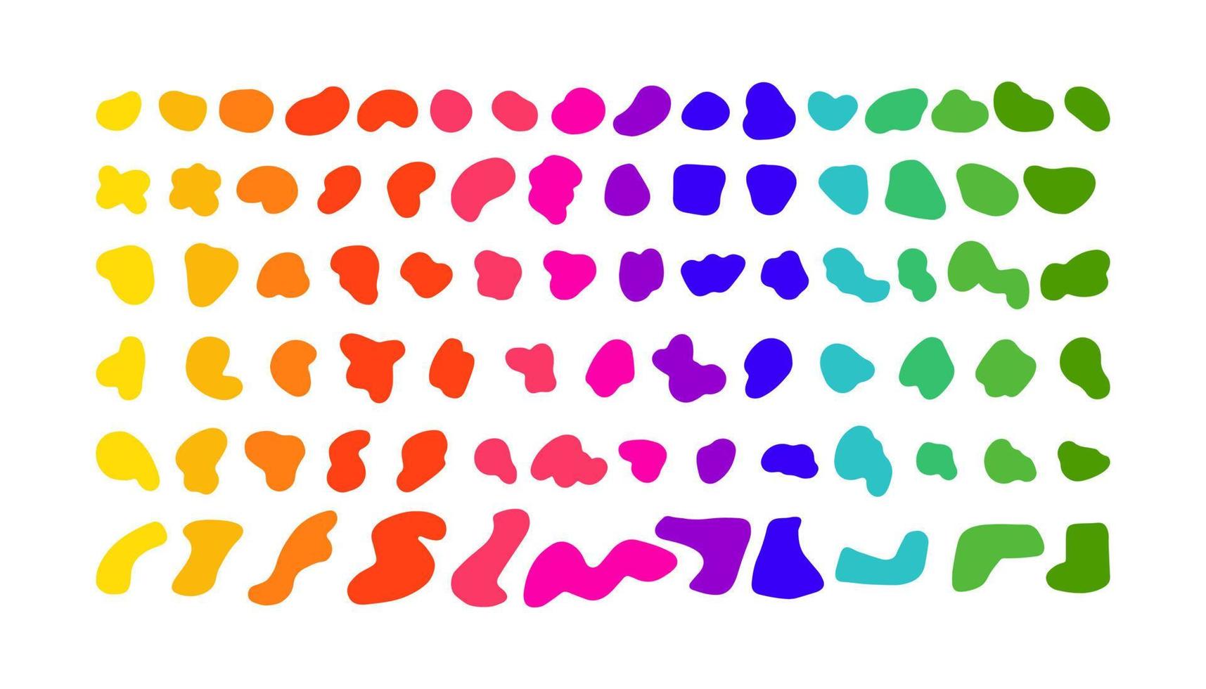 Rainbow random shapes set. Organic abstract splodge elements monochrome ...