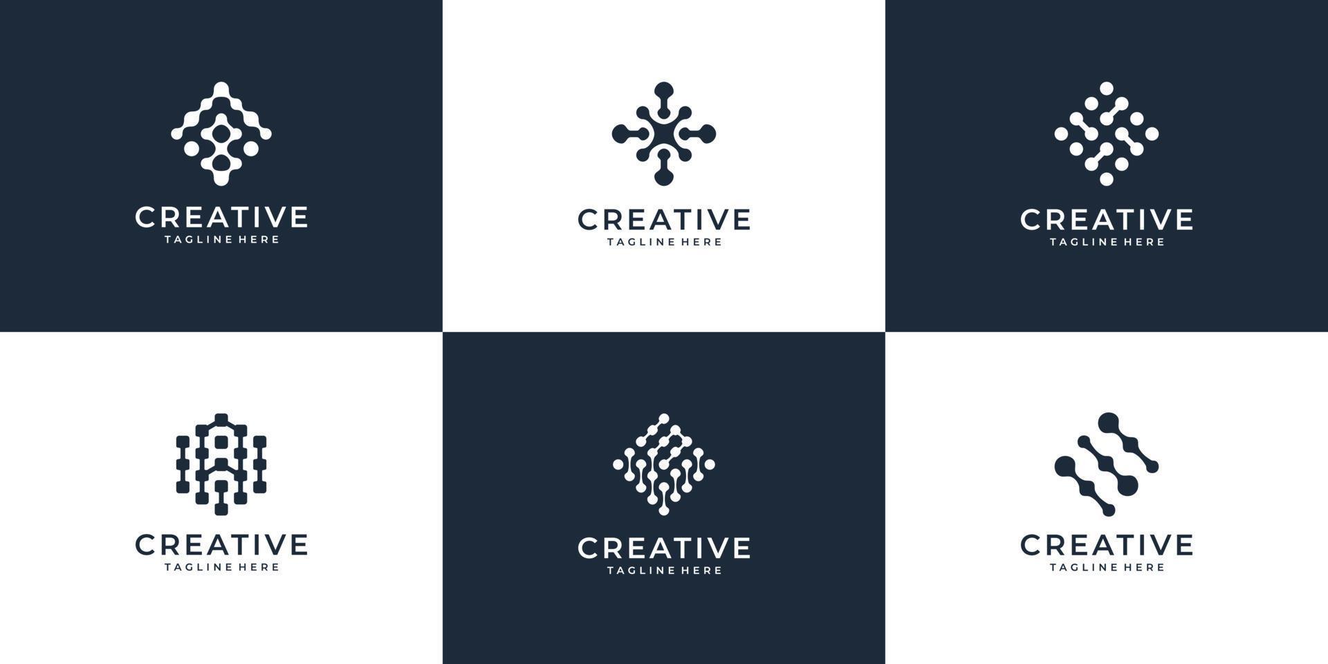 Set of creative internet connection modern geometric logo vector design ...