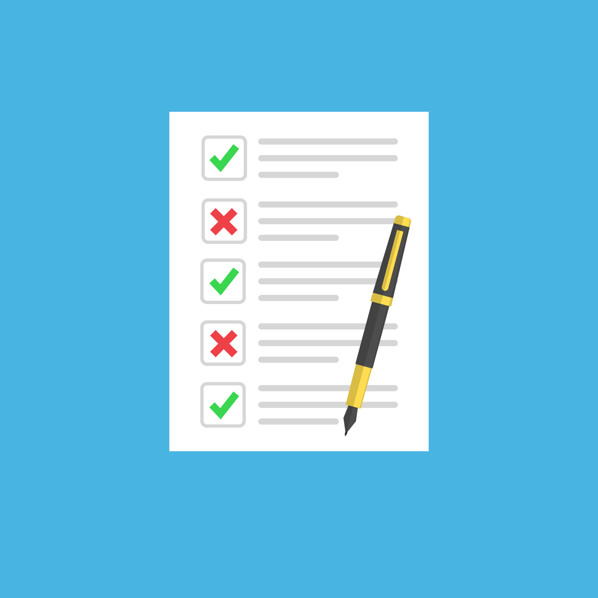 Checklist Or Document With Green Checkmarks And Red Crosses Application Form Completed Tasks