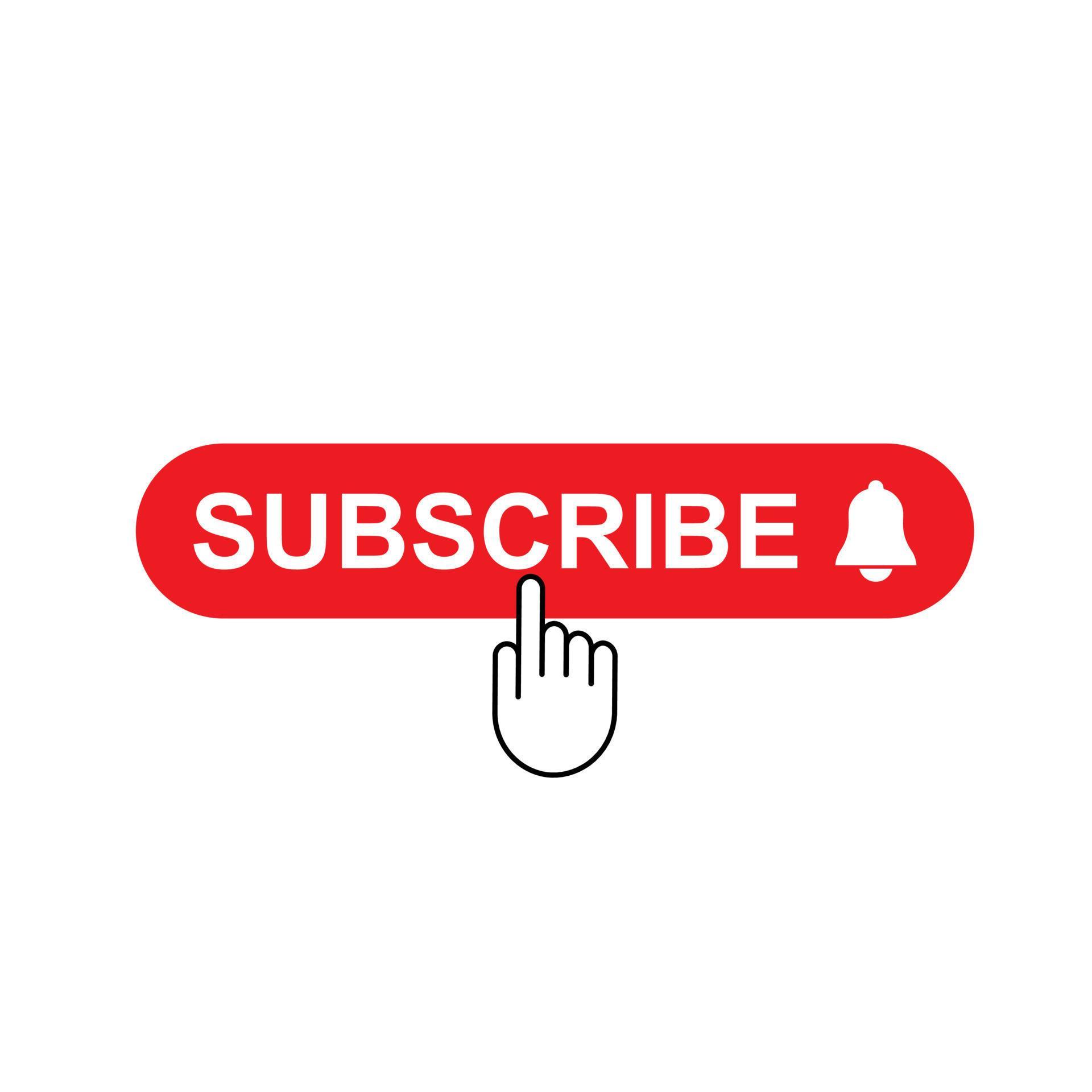 Subscribe, bell button and hand cursor. Red button subscribe to channel, blog. 7750540 Vector ...