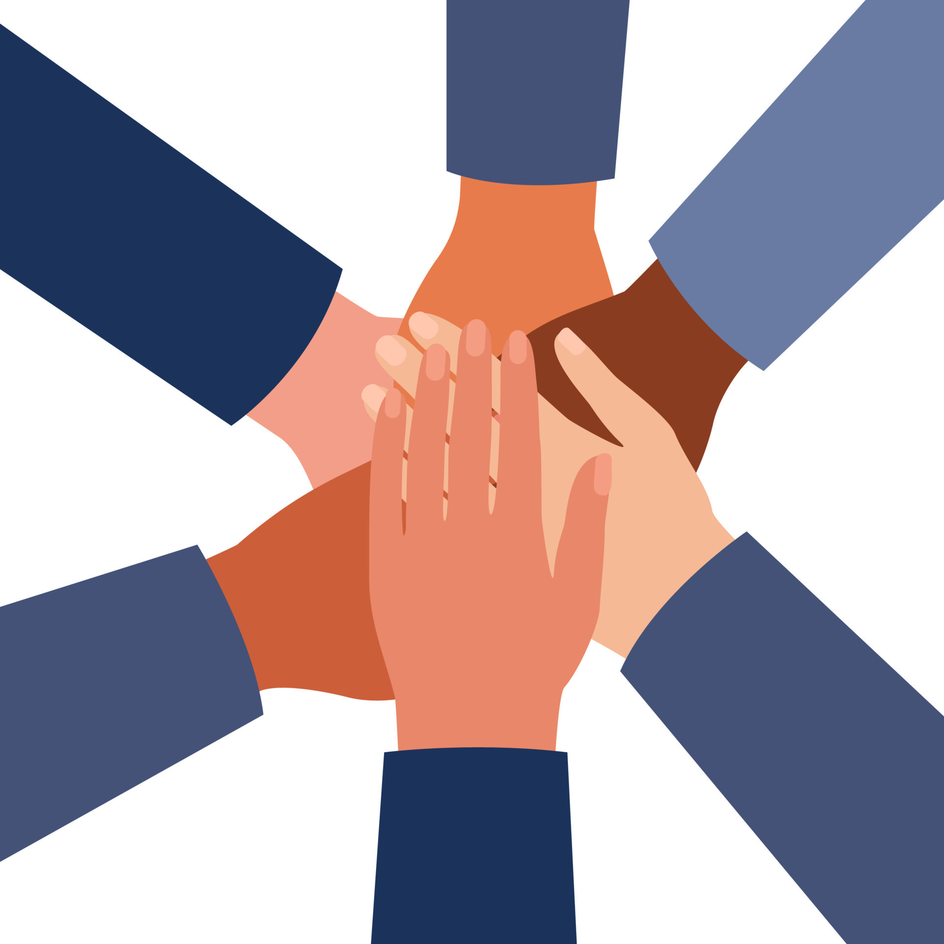 International hands of people folded in center together, unity group ... International hands of people folded in center together, unity group ...