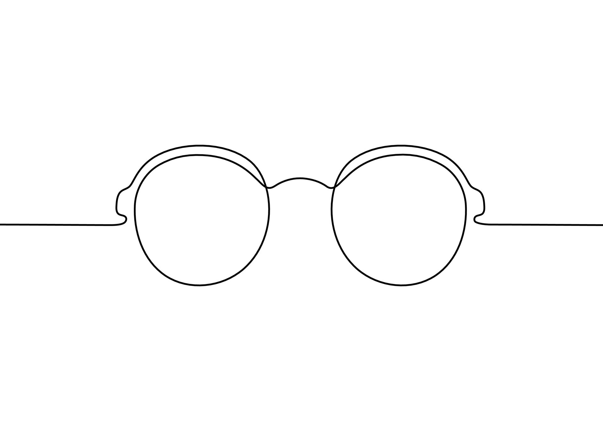 Glasses One Black Single Continuous Line Art Drawing Style Sunglasses Outline Front View Of