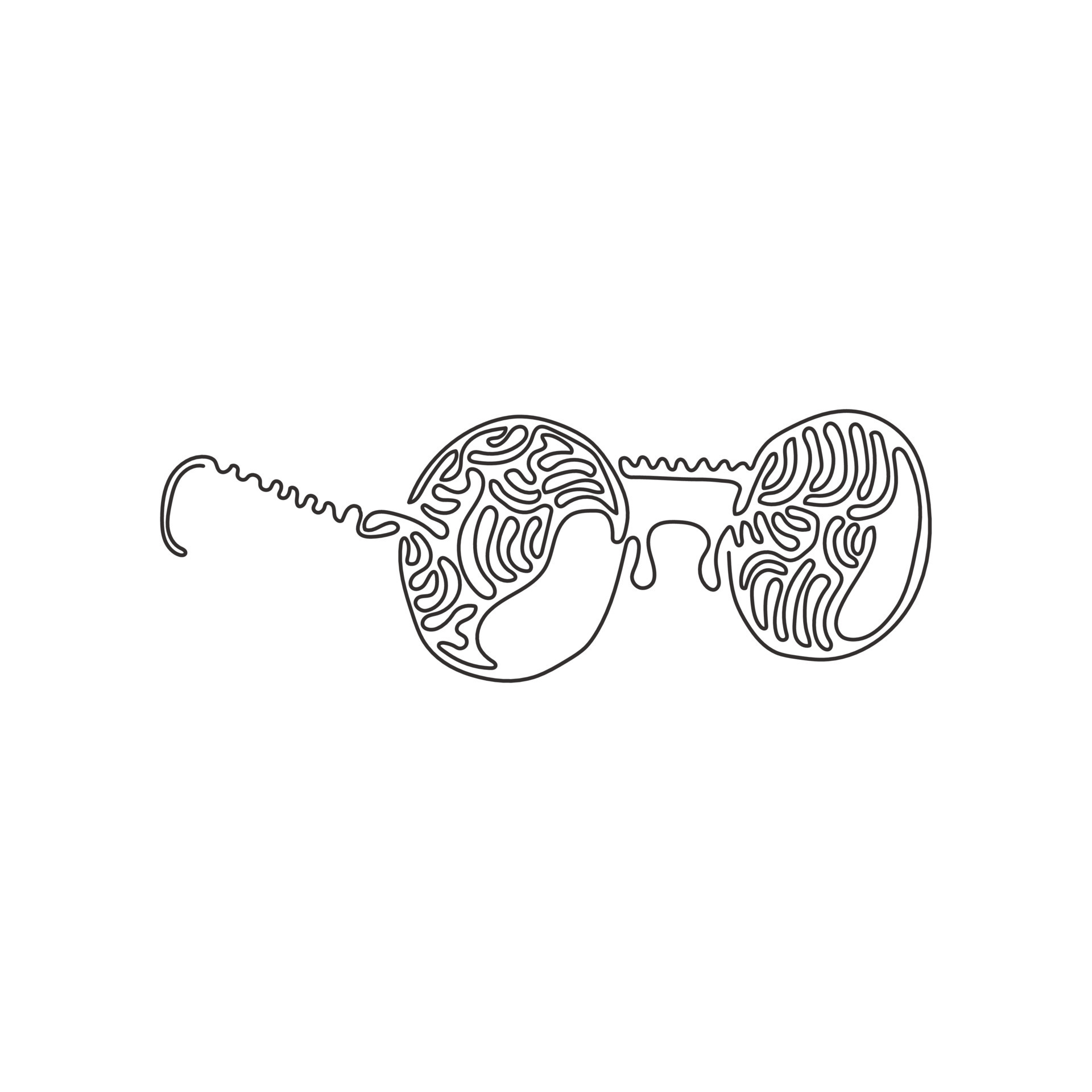 Single Continuous Line Drawing Circle Vintage Glasses Round Black Rimmed Glasses Side Of