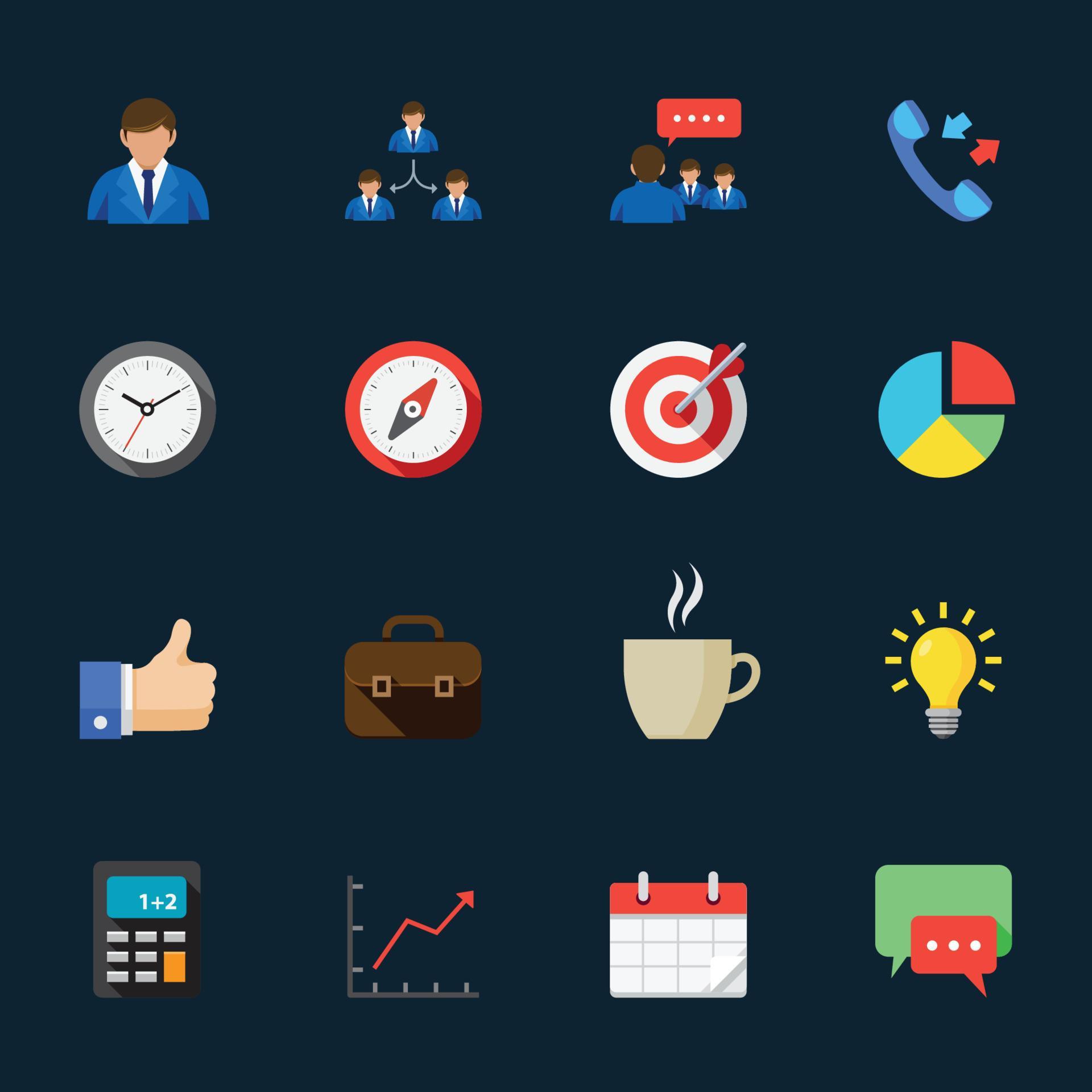 Business and Finance Icons with Black Background 7775012 Vector Art at ...