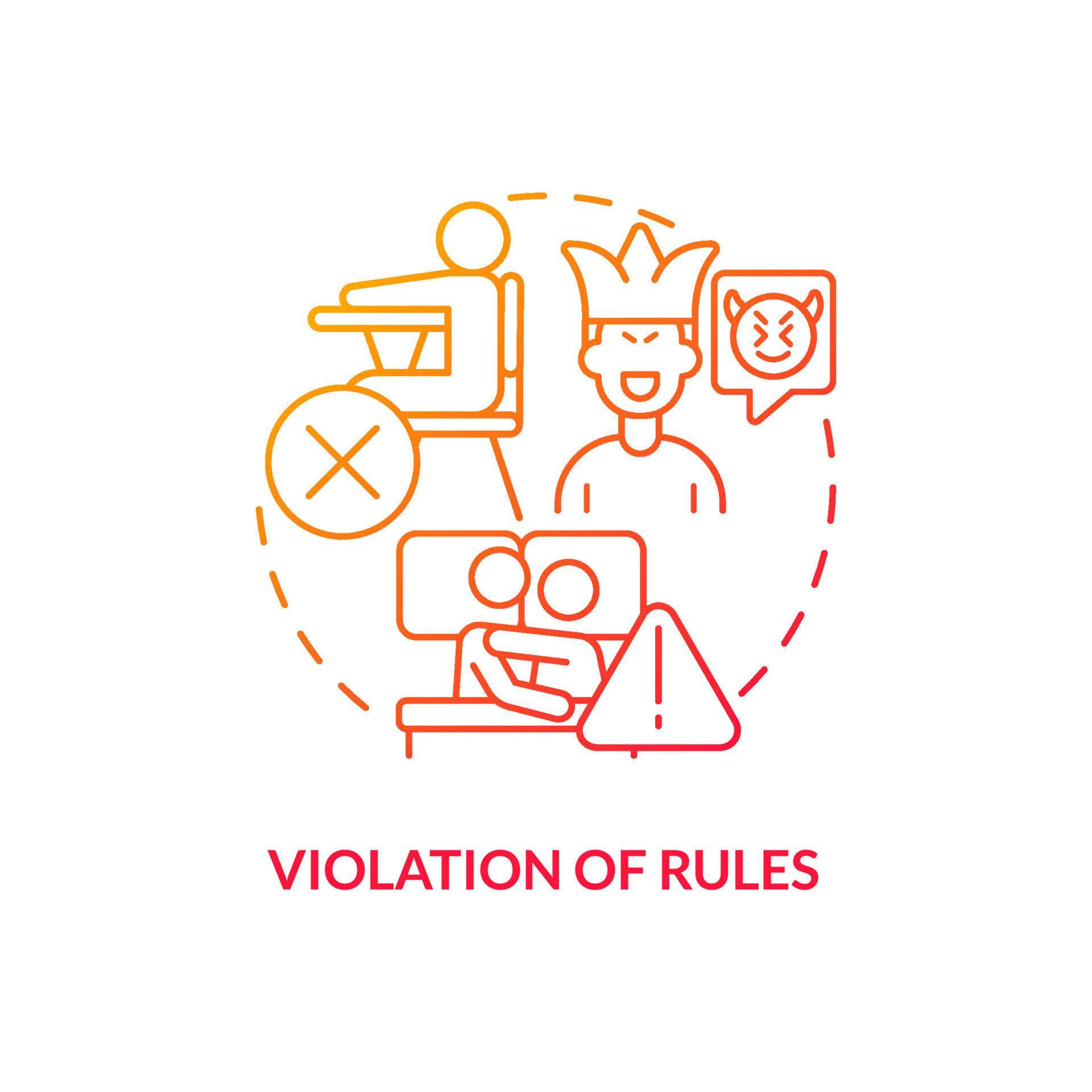Violation of rules red gradient concept icon. Groups of behaviors ... Violation of rules red gradient concept icon. Groups of behaviors ...